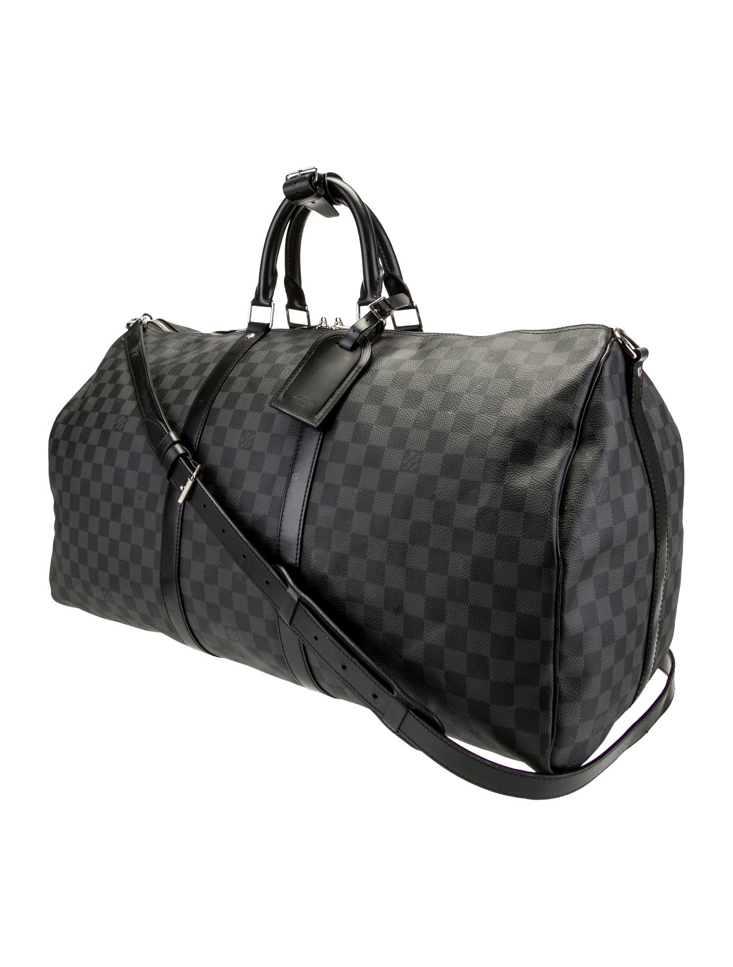 Louis Vuitton Damier Graphite Keepall Bandoulière 45 w/ Strap - Black ...