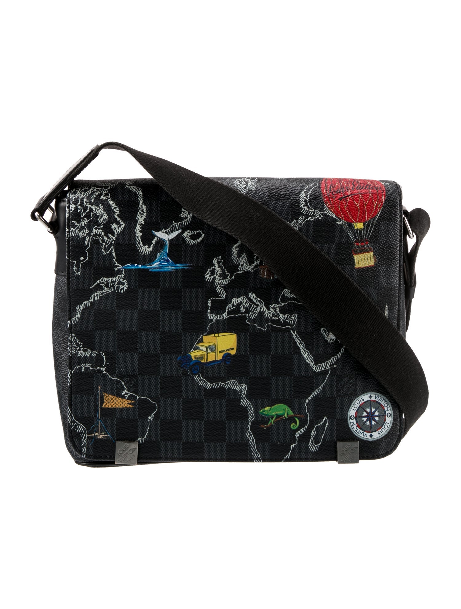 Louis Vuitton Damier Graphite World Map District PM - Grey Messenger ...
