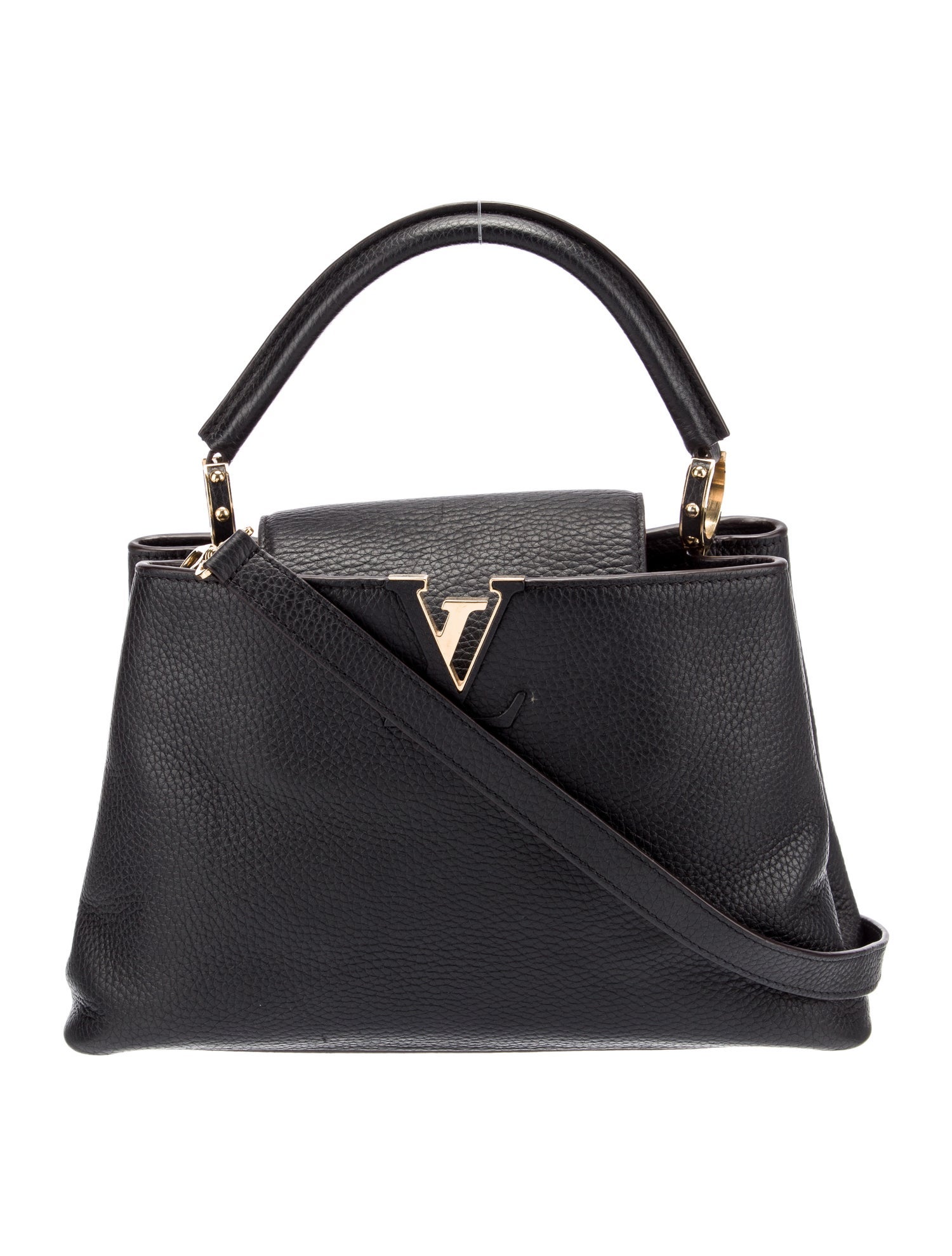 Louis Vuitton Taurillon Leather Capucines PM - Black Handle Bags ...