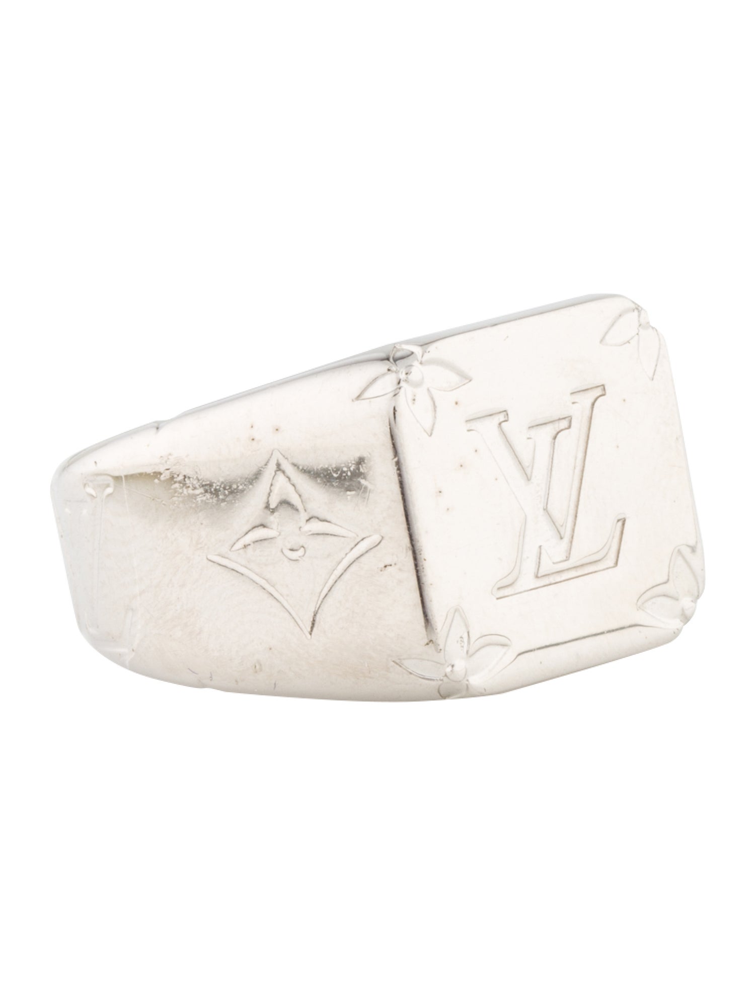 Louis Vuitton Monogram Signet Ring - Palladium-Plated Signet Ring ...