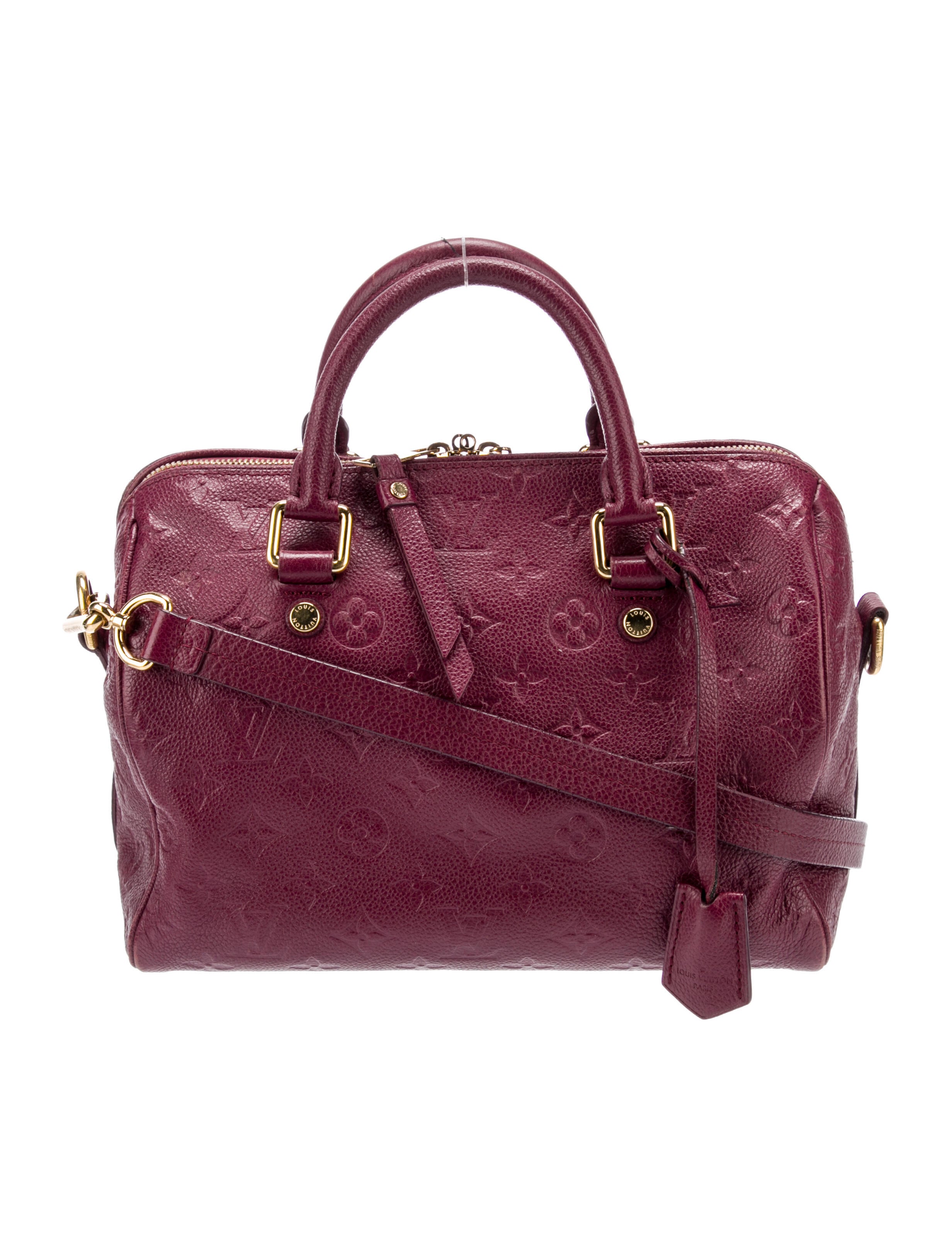 Louis Vuitton Empreinte Leather Speedy Bandouliere 25 - Burgundy Handle ...