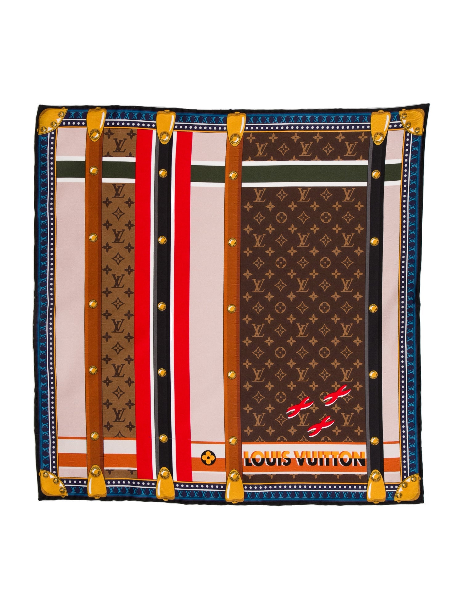 Louis Vuitton Trunk in Love 45 Silk Scarf - Brown Scarves and Shawls ...