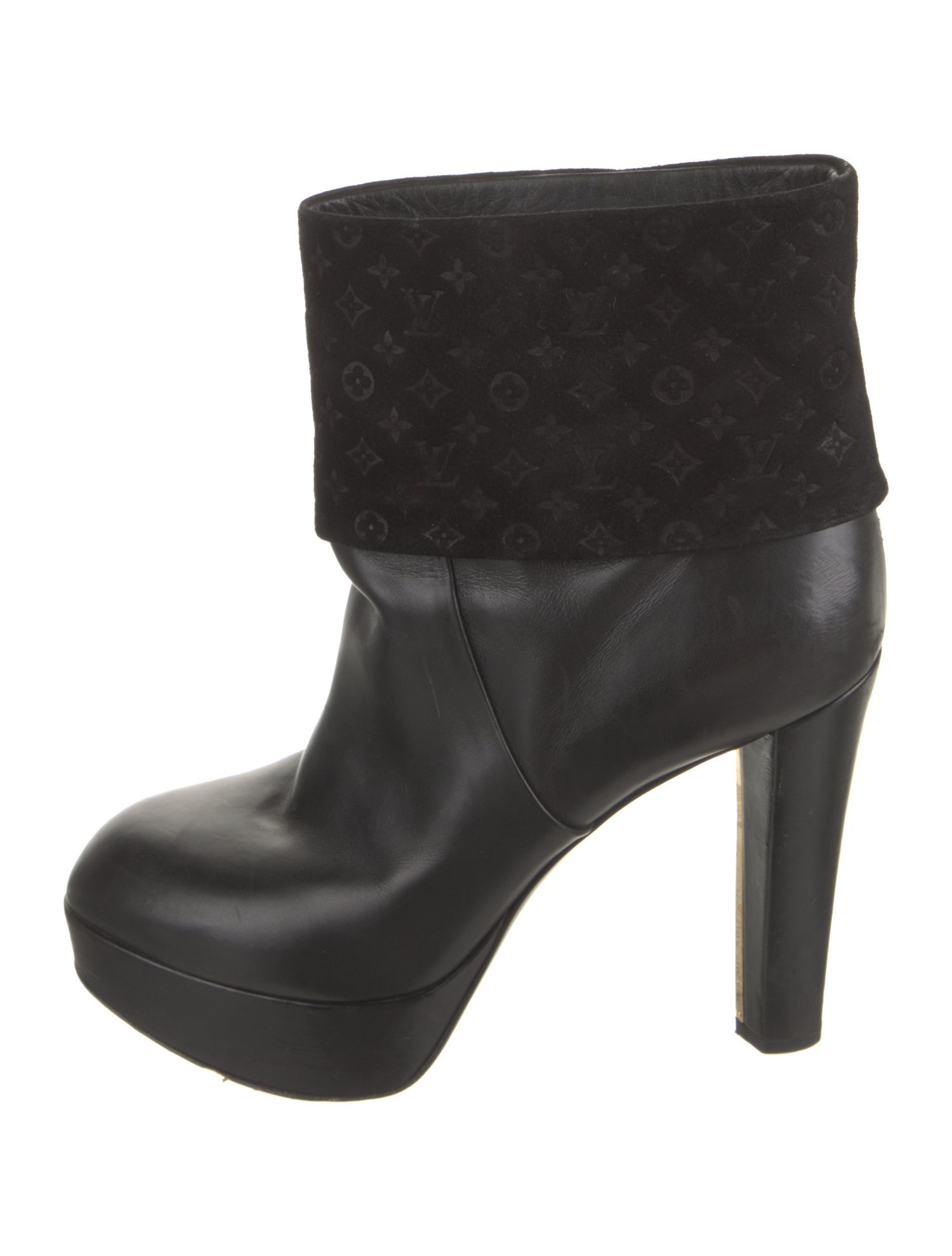 Louis Vuitton Monogram Pattern Leather Boots - Black Boots, Shoes ...
