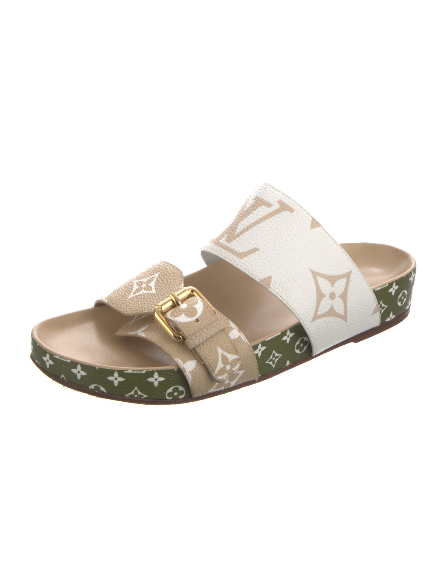 Louis Vuitton LV Monogram Leather Slides - Neutrals Sandals, Shoes ...