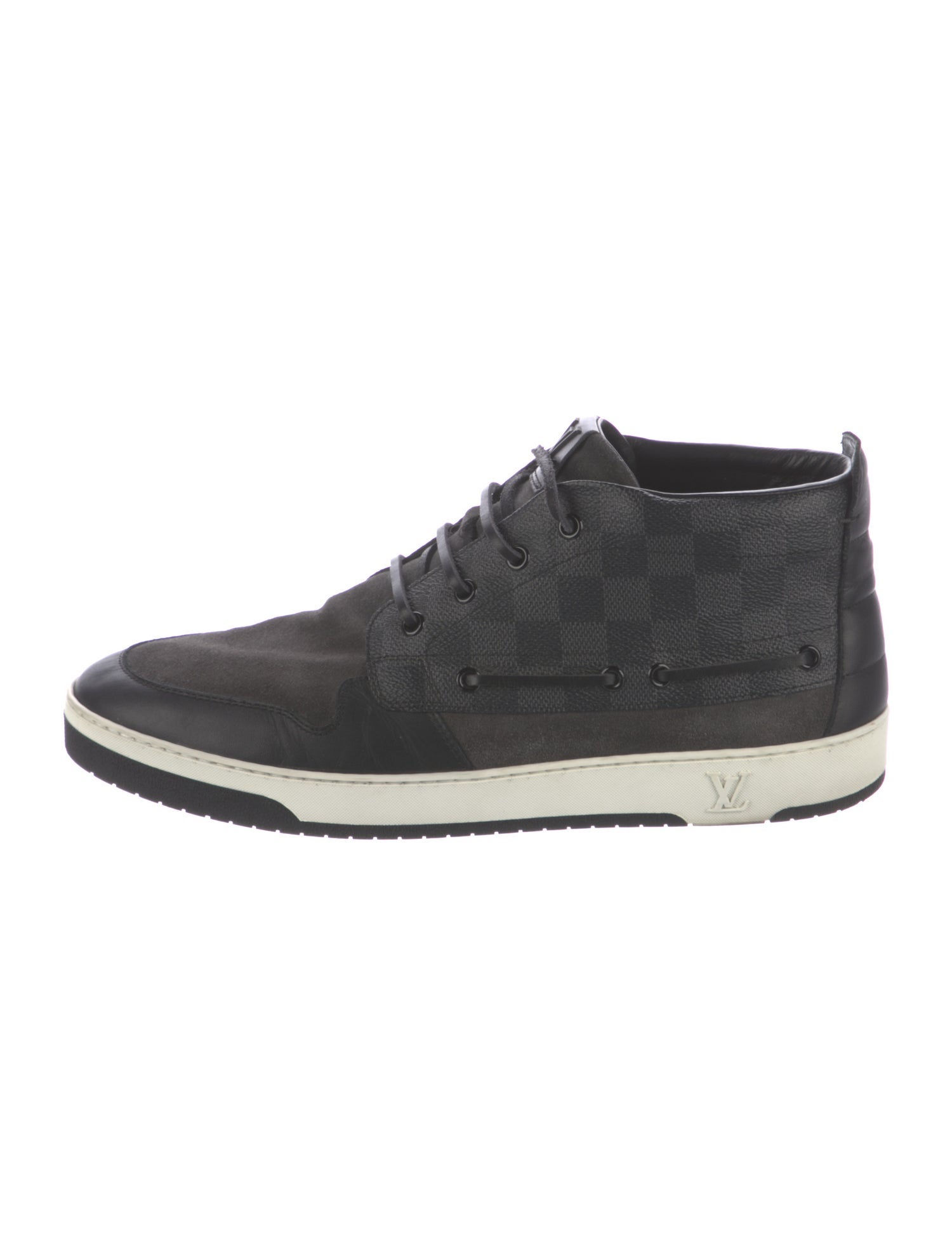 Louis Vuitton Damier Graphite Pattern Sneakers - Black Sneakers, Shoes ...