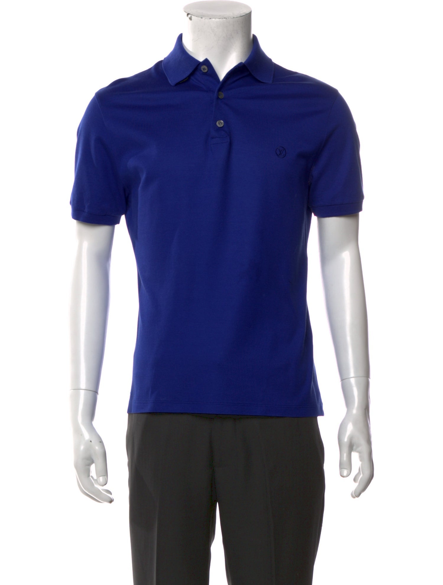 Louis Vuitton LV Monogram V-Neck Polo Shirt - Blue Polos, Clothing ...