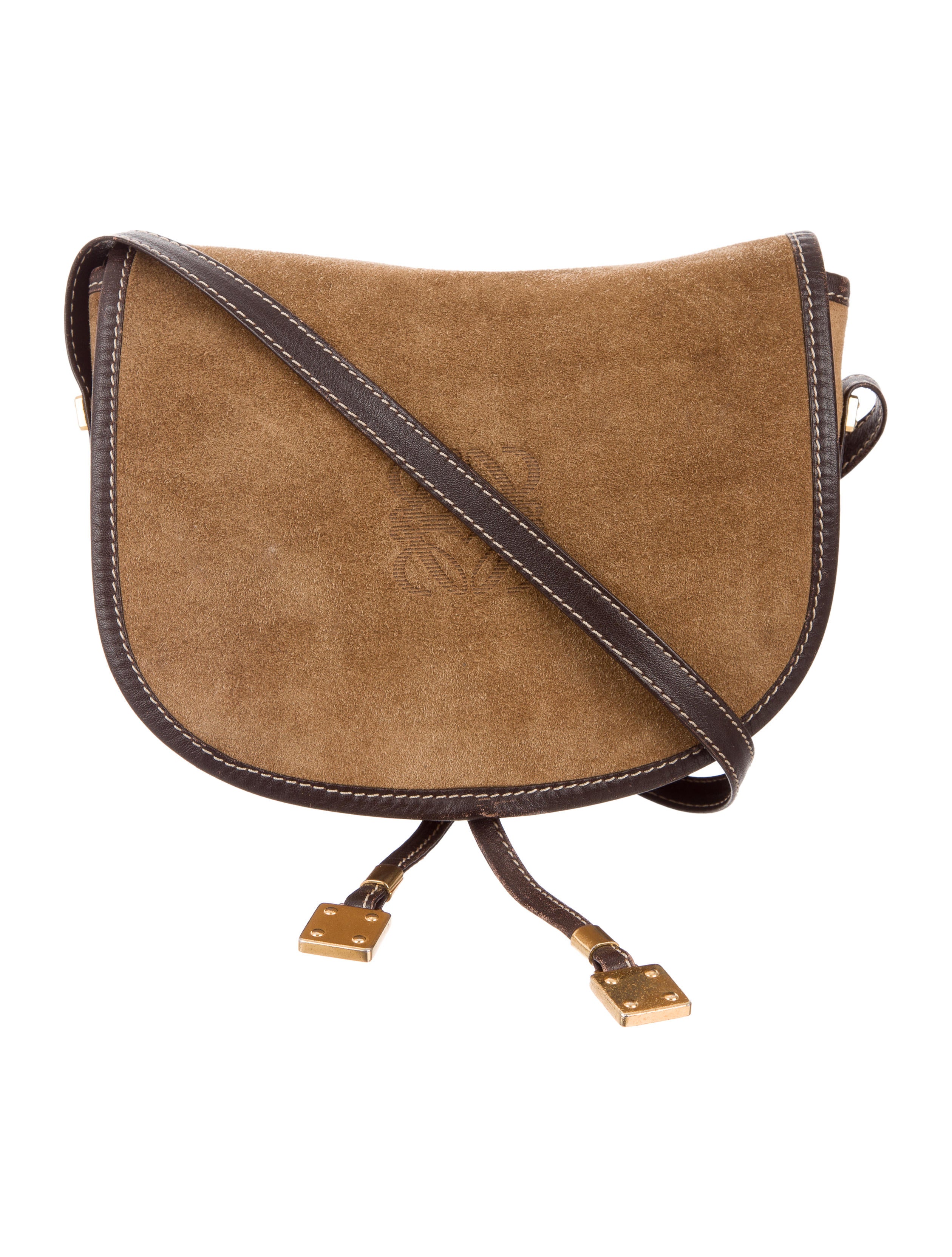 Loewe Suede & Leather Crossbody Bag - Brown Crossbody Bags, Handbags ...