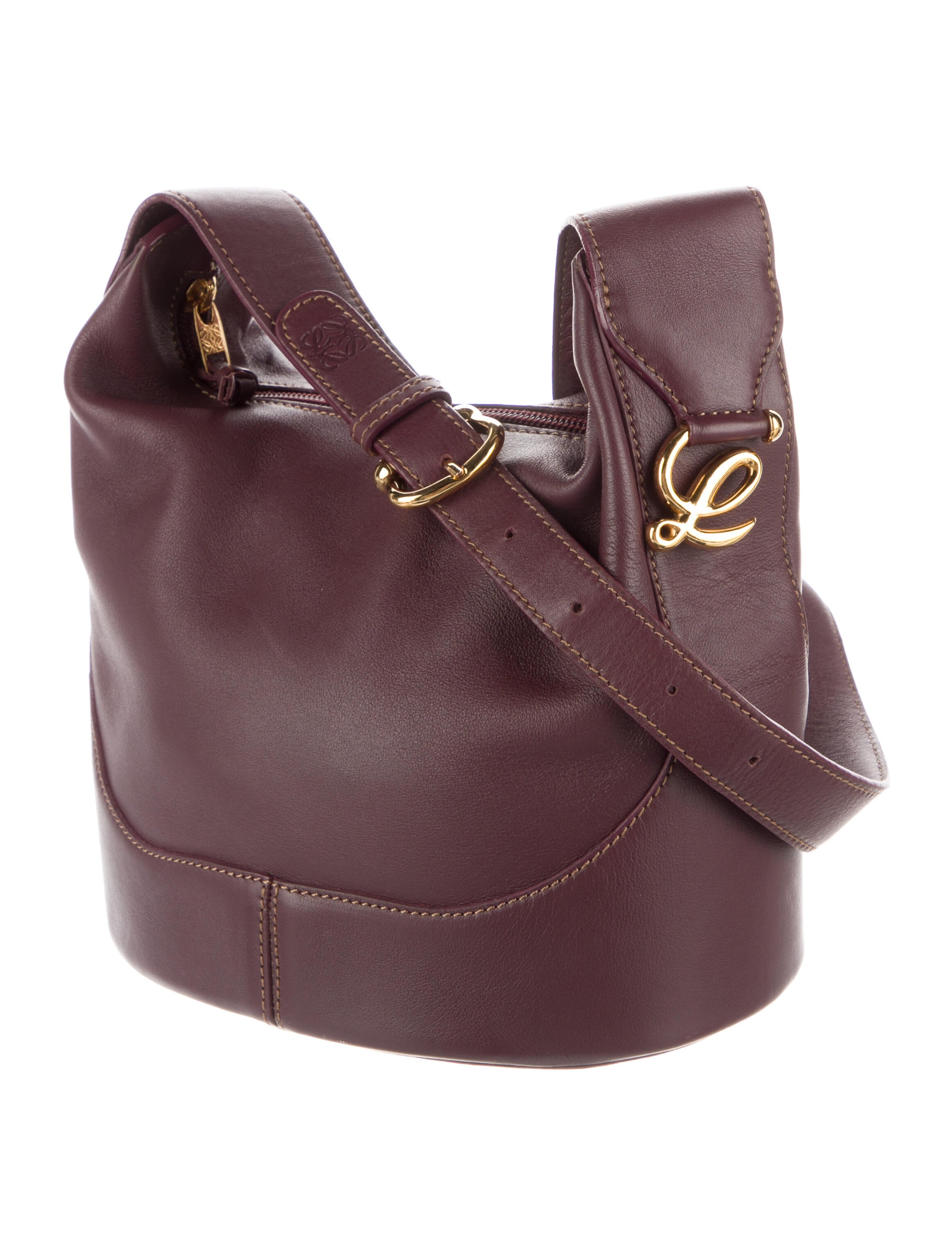 Loewe Vintage Leather Shoulder Bag - Burgundy Shoulder Bags, Handbags ...