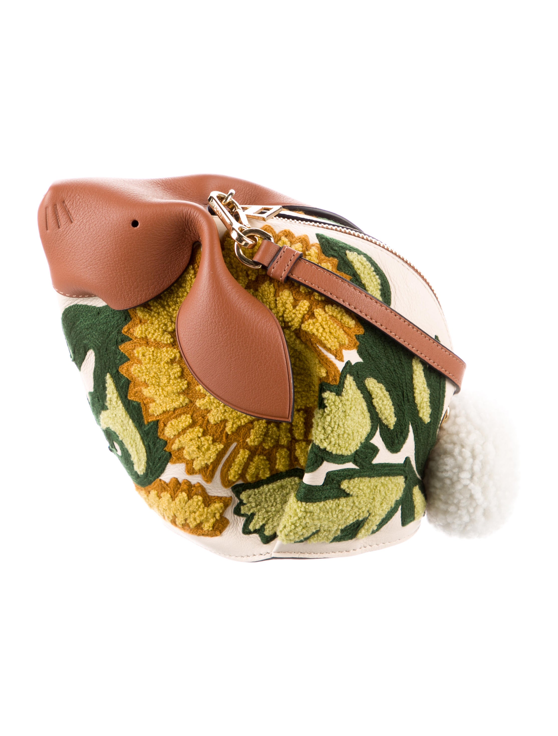 Loewe Floral Embroidered Mini Bunny Crossbody Bag - Neutrals Crossbody ...