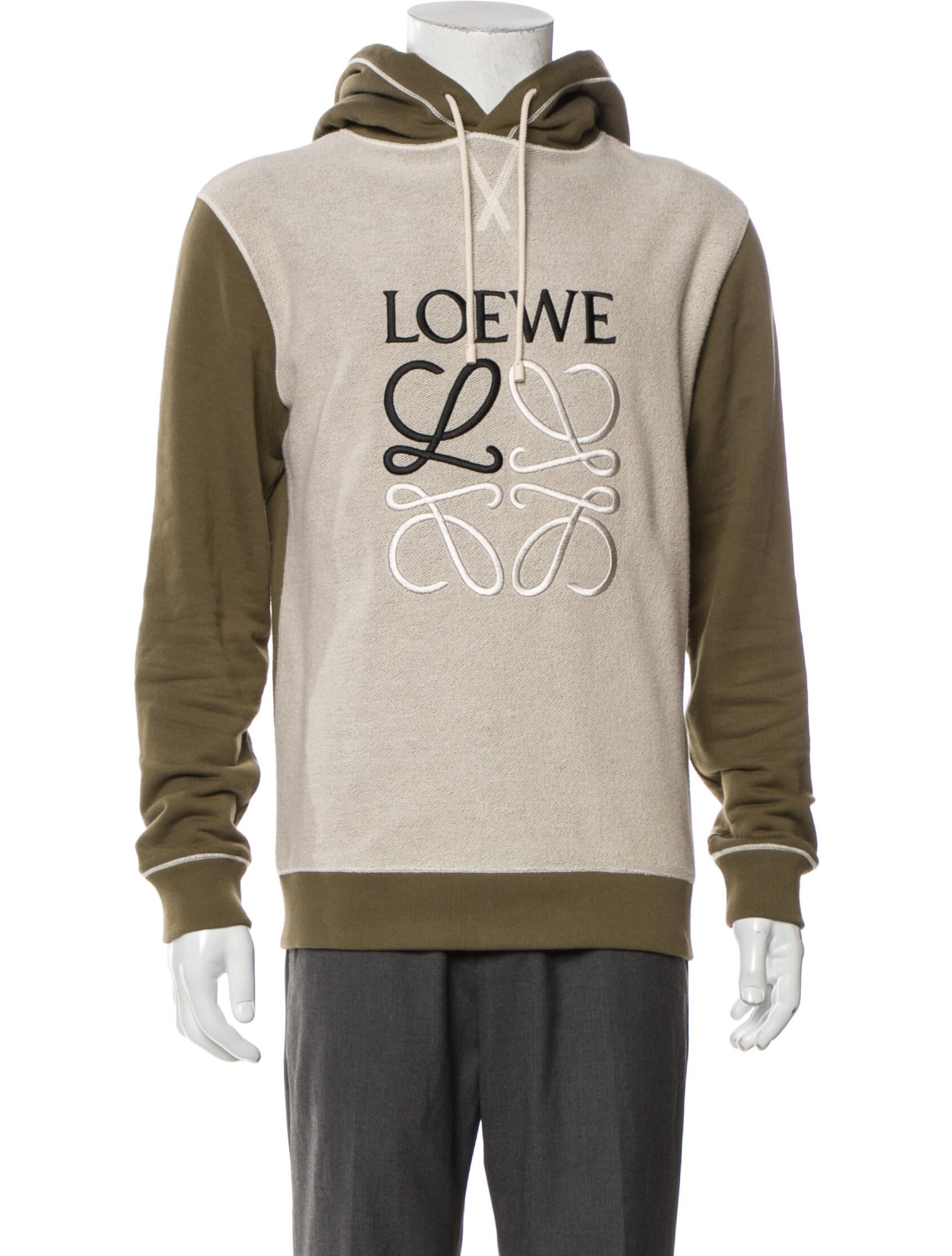 Loewe Reverse Fleece Anagram Graphic Print Hoodie - Green Sweatshirts ...