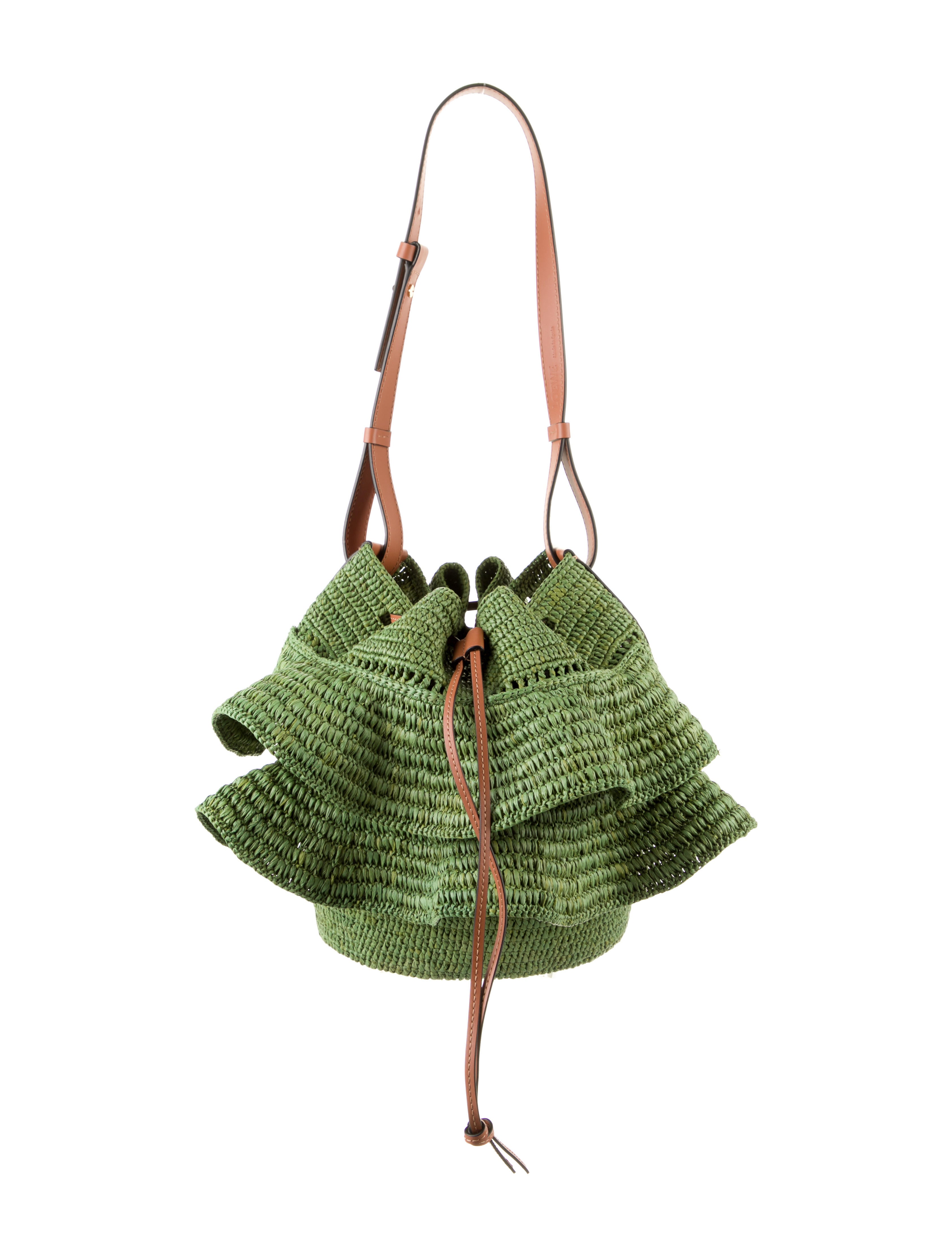 Loewe 2022 Raffia Balloon Ruffles Bag - Green Shoulder Bags, Handbags ...