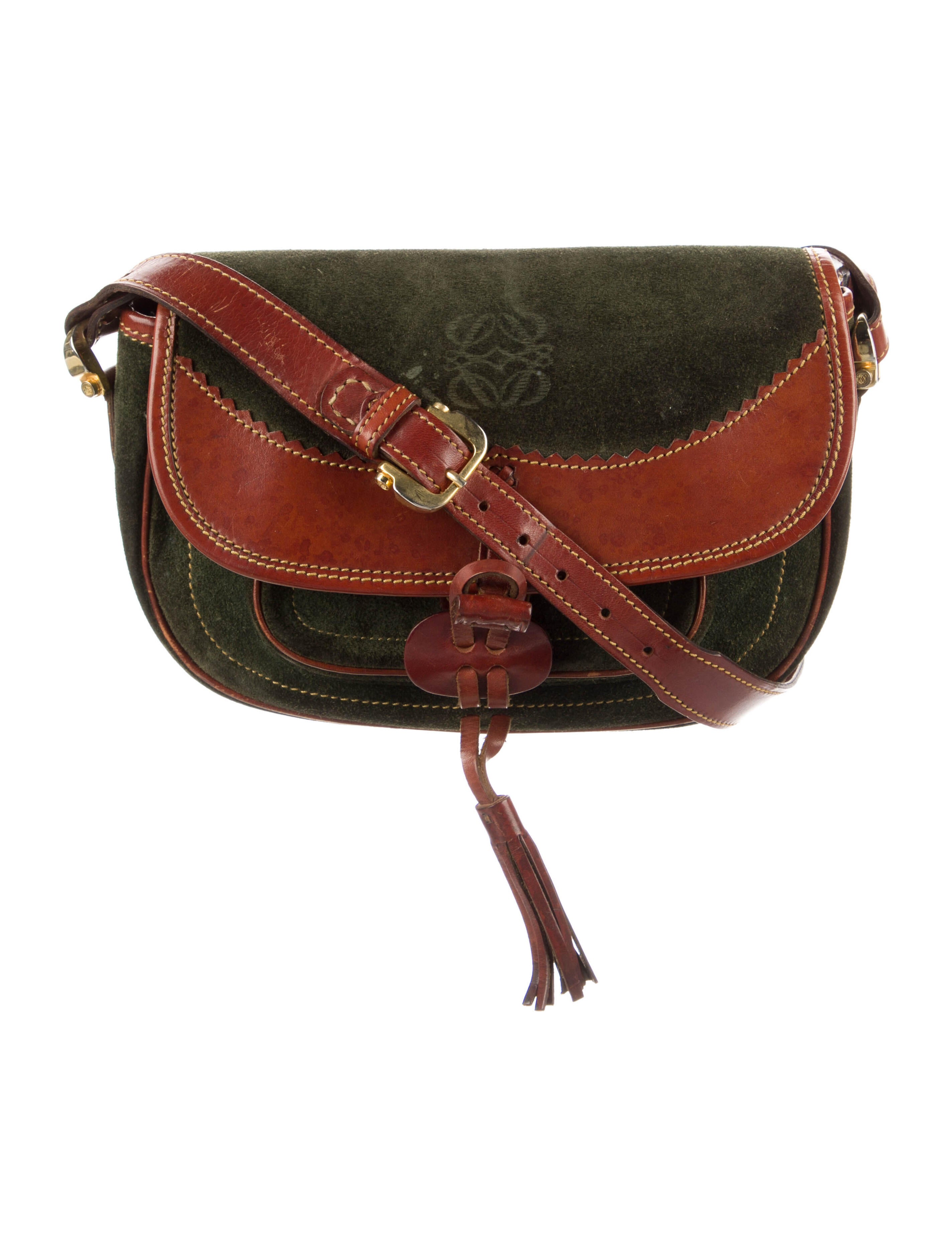 Loewe Suede Crossbody Bag - Green Crossbody Bags, Handbags - LOW50239 ...