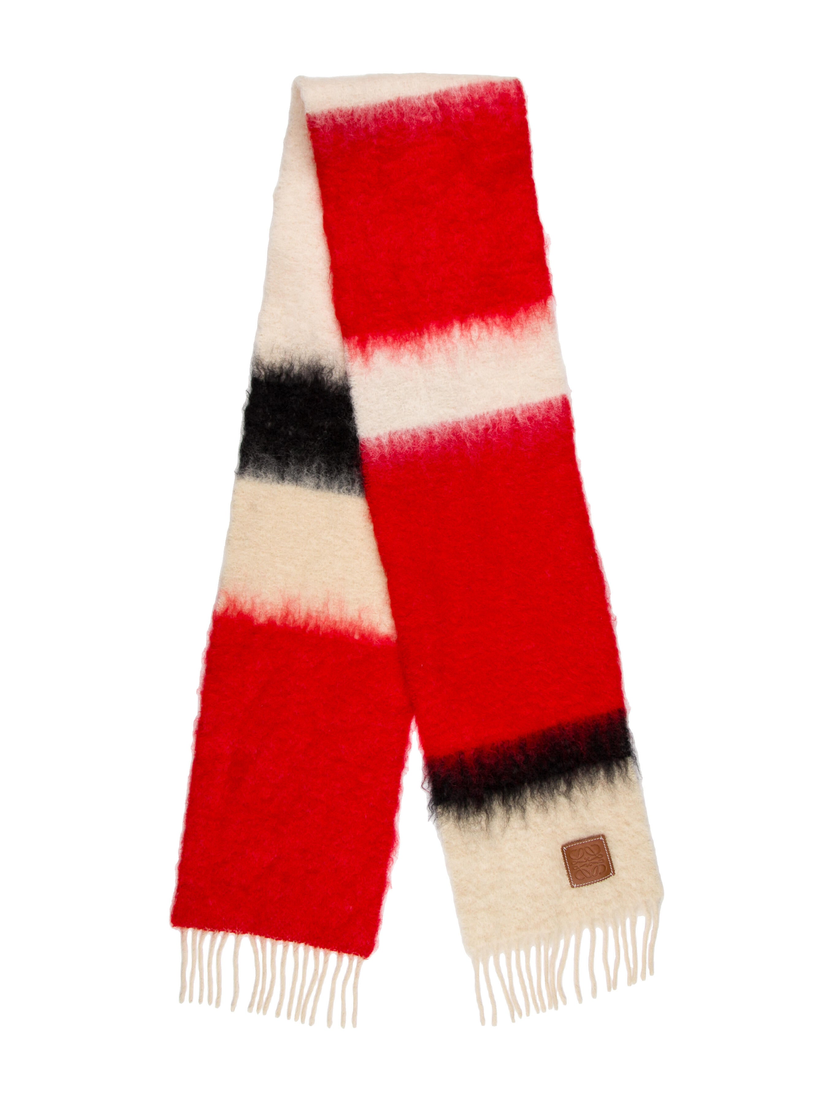 Loewe Merino Wool Striped Scarf - Red Scarves and Shawls, Accessories ...