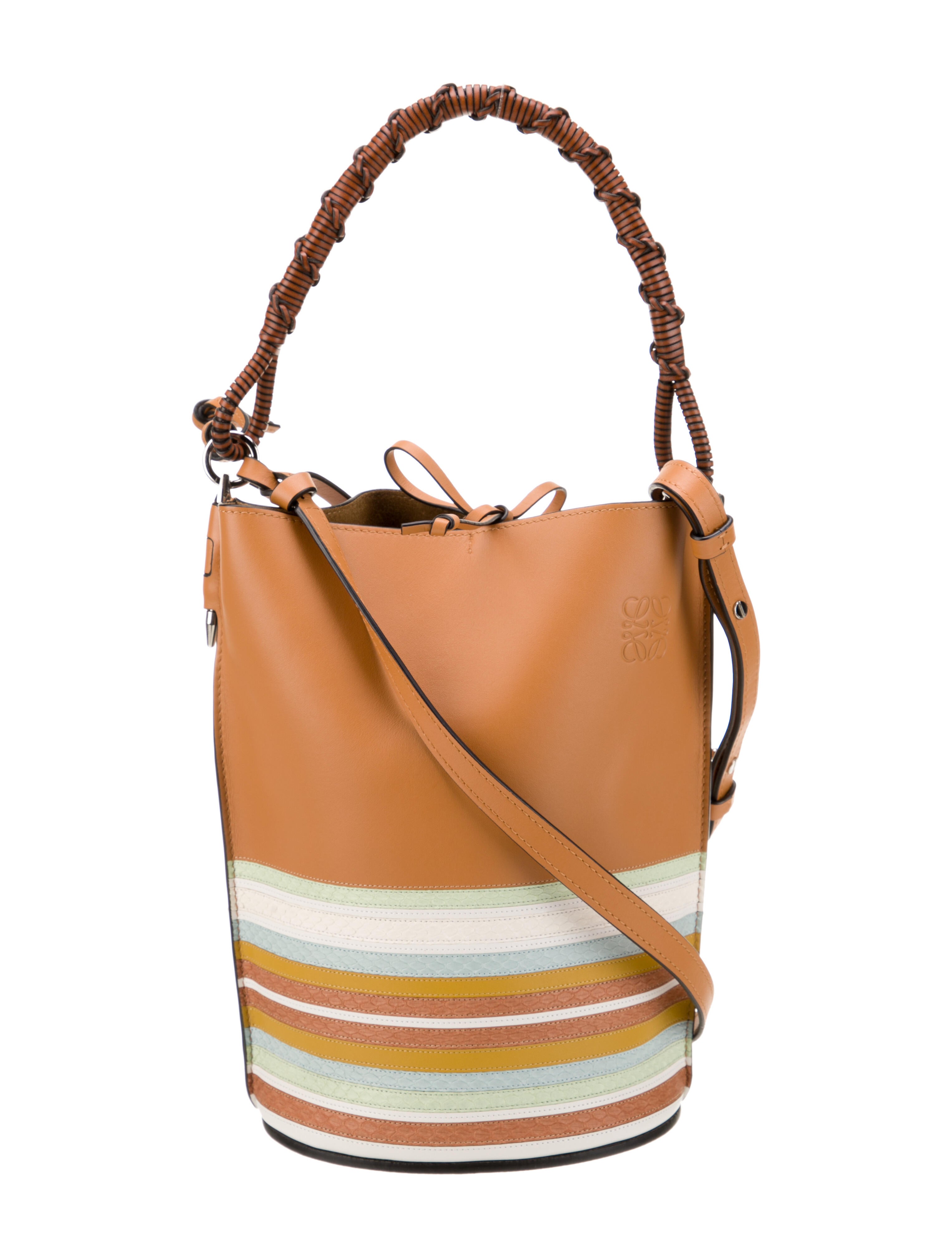 Loewe Python-Trimmed Gate Handle Bucket Bag - Brown Bucket Bags ...