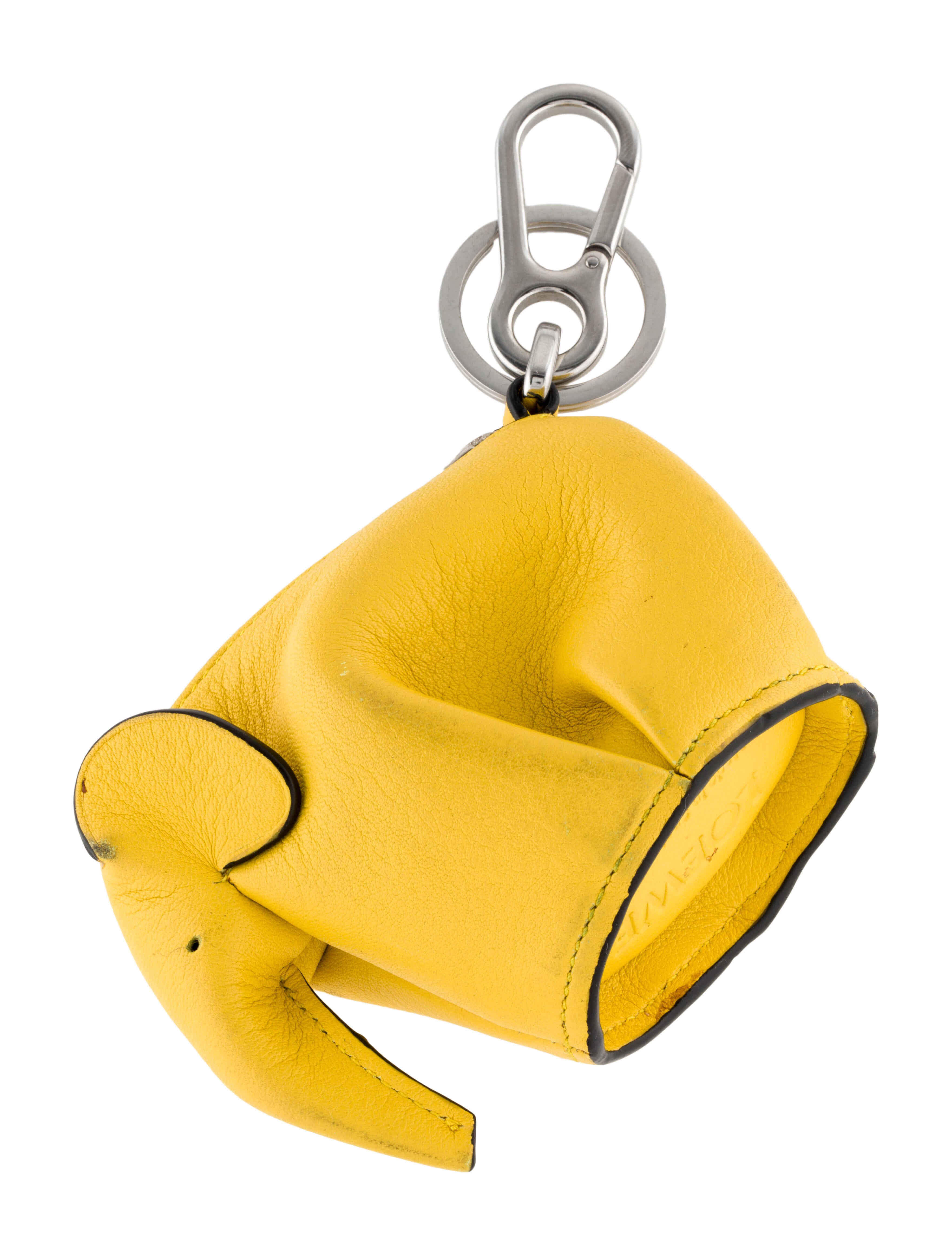 Loewe Leather Elephant Bag Charm Coin Pouch - Yellow Keychains ...