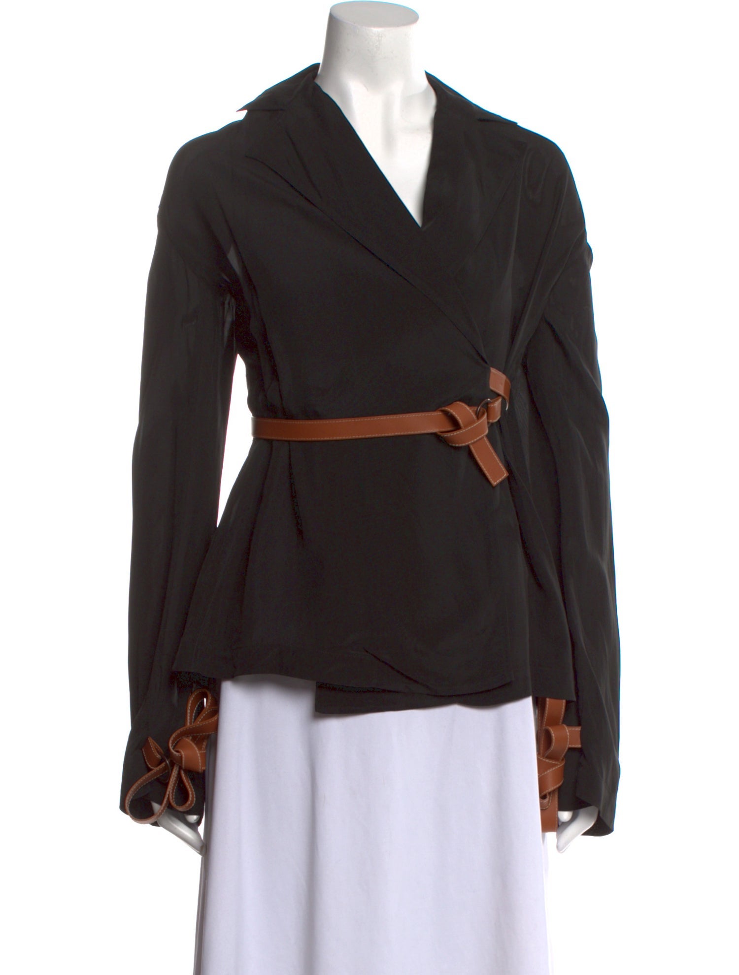 Loewe V-Neck Long Sleeve Blouse - Black Tops, Clothing - LOW56372 | The ...