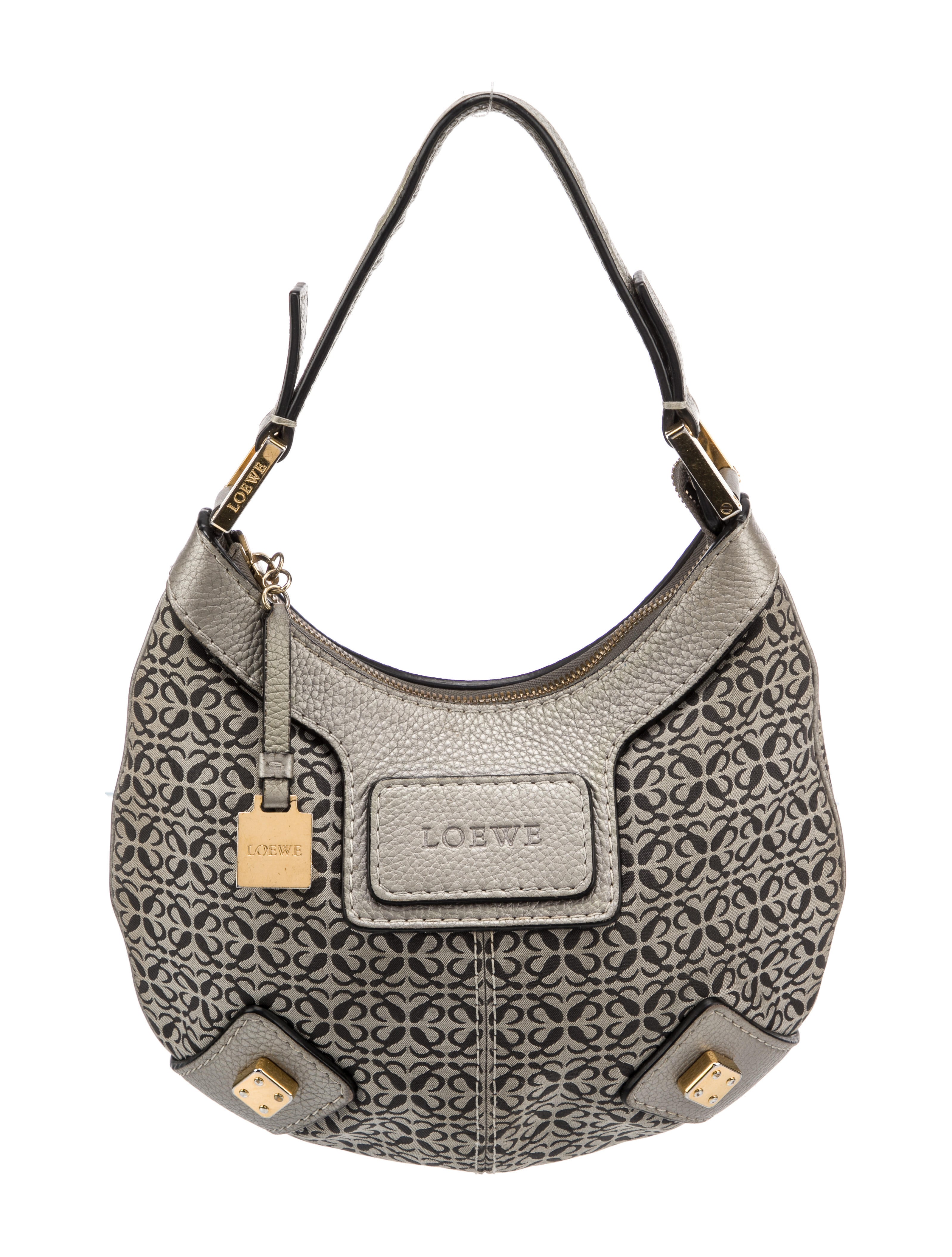 Loewe Leather Trimmed Shoulder Bag - Grey Shoulder Bags, Handbags ...