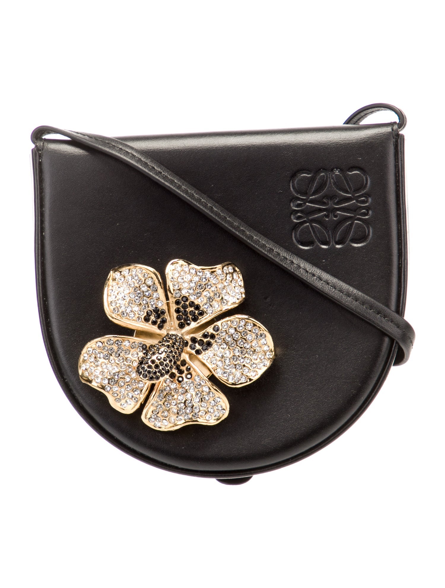 Loewe Crystal Flower Small Heel Pouch - Black Mini Bags, Handbags ...