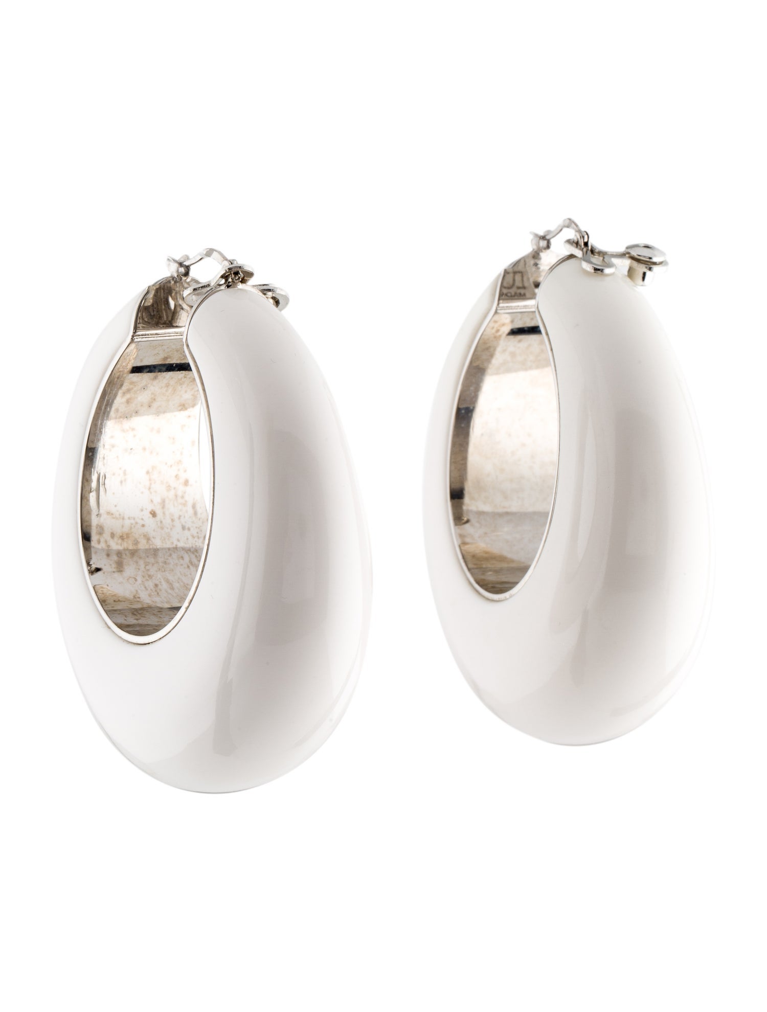 Loewe Enamel Loop Hoop Earrings - White, Silver-Tone Metal Hoop ...
