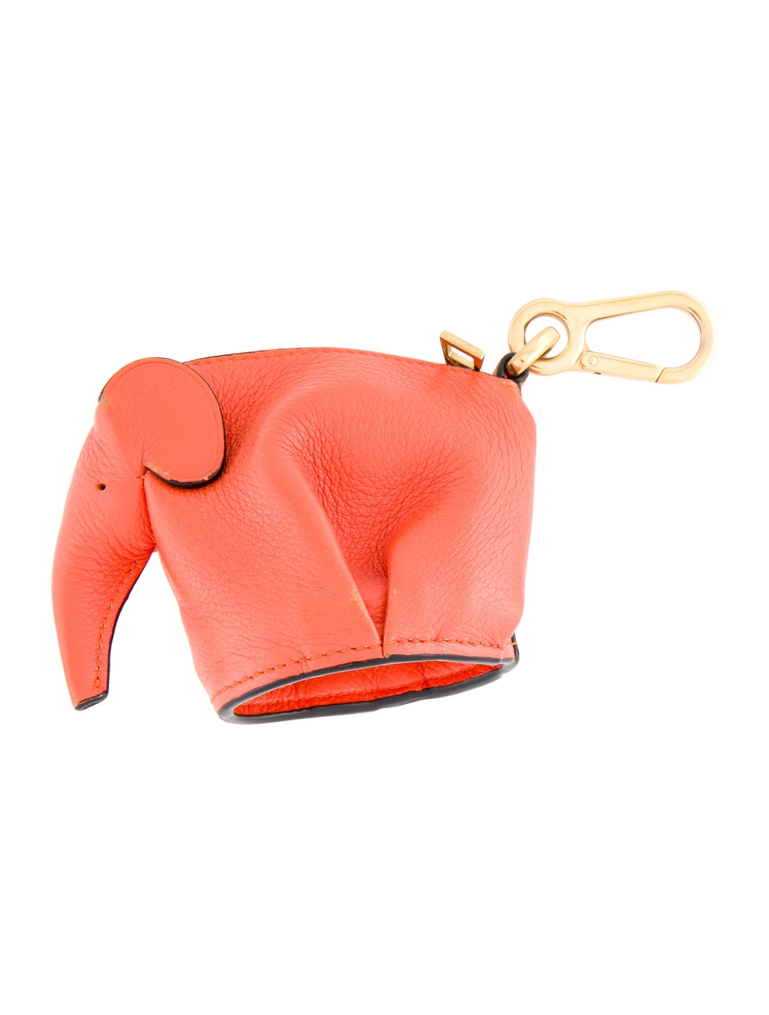 Loewe Leather Elephant Bag Charm Coin Pouch - Orange Keychains ...