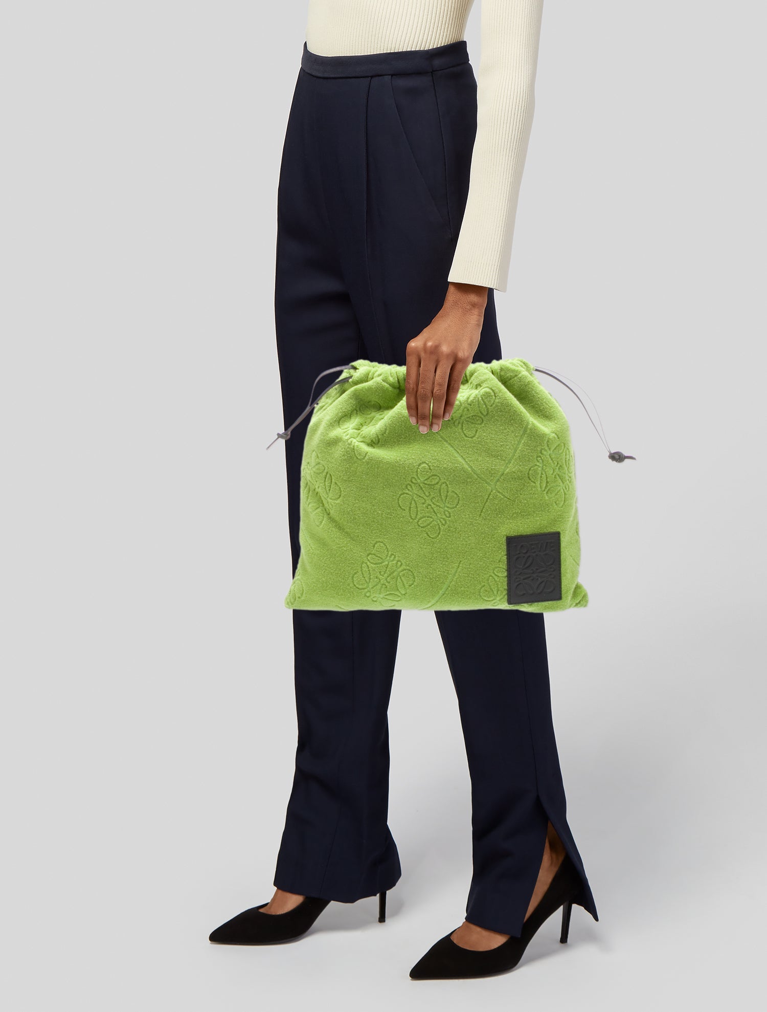 Loewe 2023 Anagram Terry Cloth Drawstring Pouch w/ Tags - Green Bucket ...