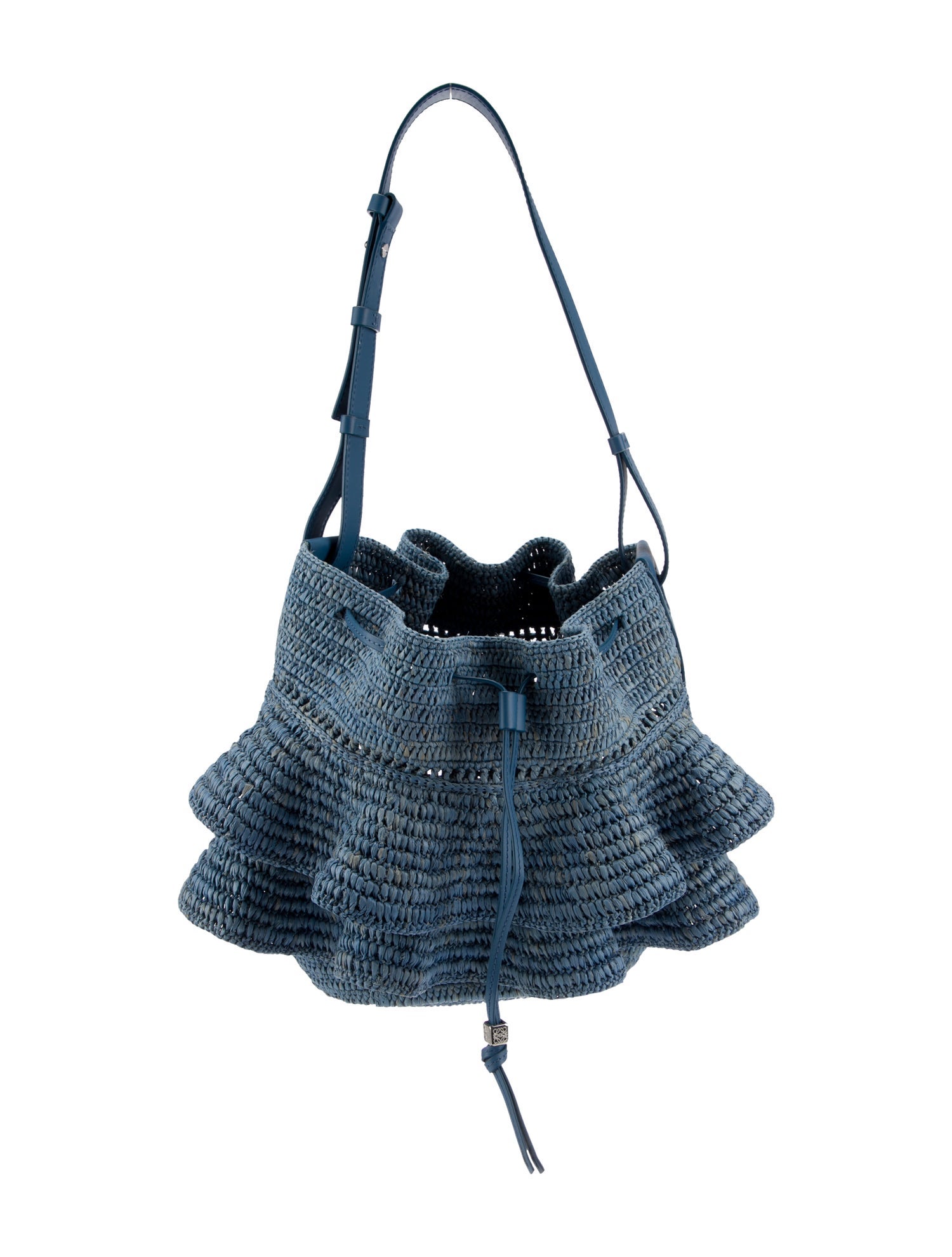 Loewe Raffia Balloon Ruffle Bag - Blue Bucket Bags, Handbags - LOW59896 ...
