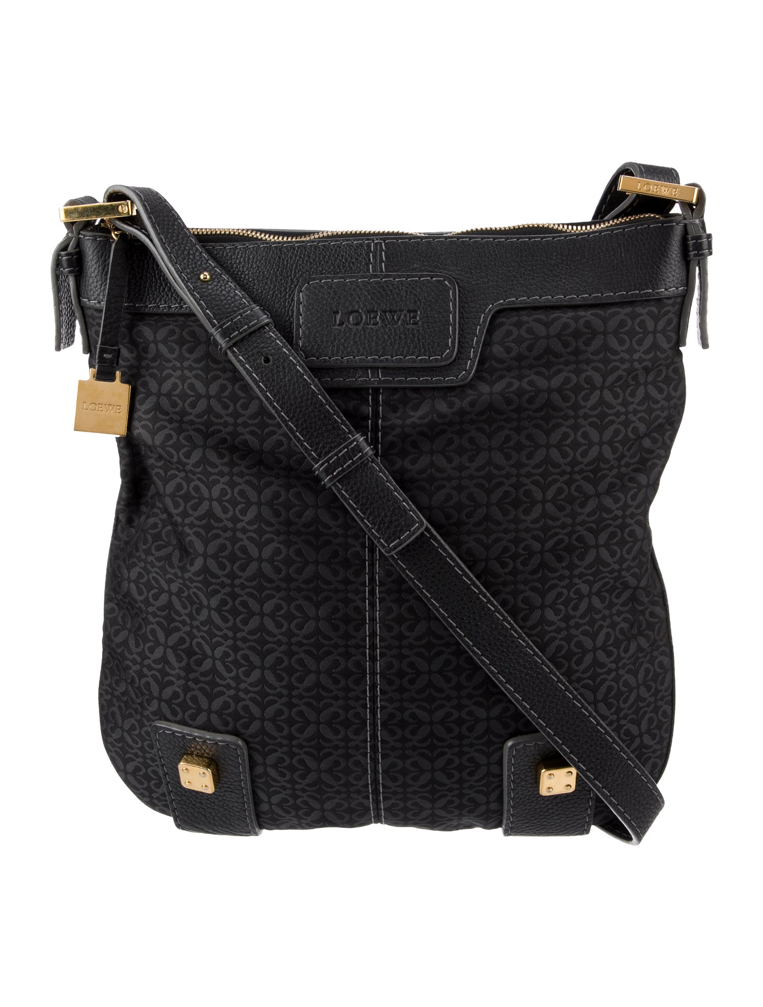 Loewe Leather-Trimmed Anagram Crossbody Bag - Black Shoulder Bags ...
