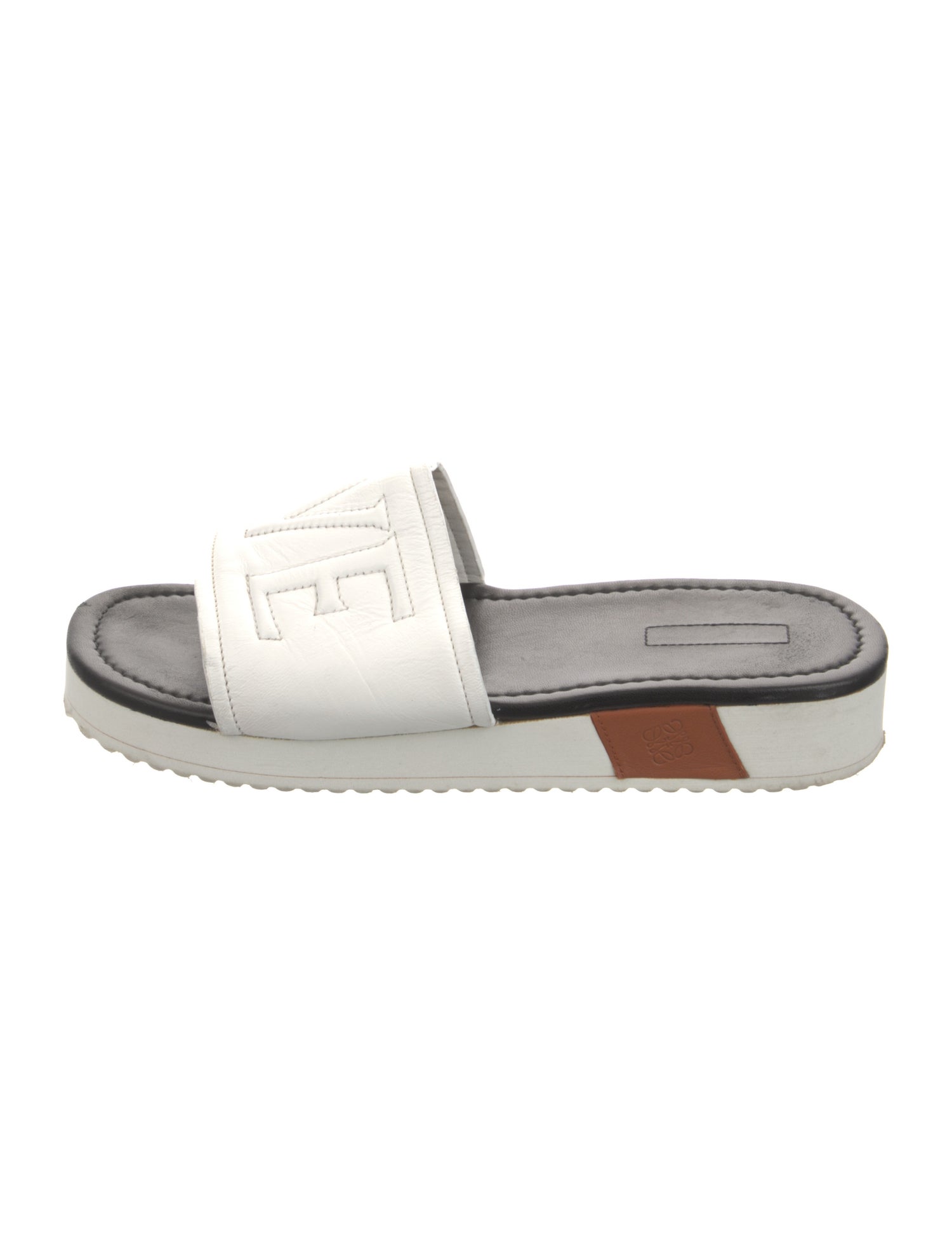 Loewe Leather Printed Slides - White Sandals, Shoes - LOW67142 | The ...