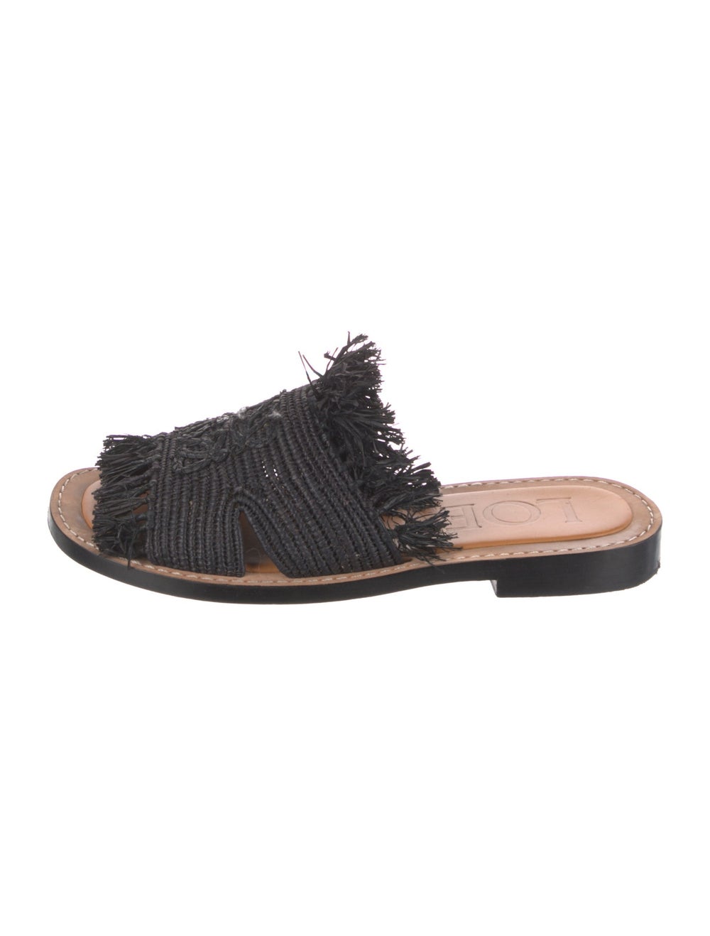 Loewe Raffia Slides Black - Gem