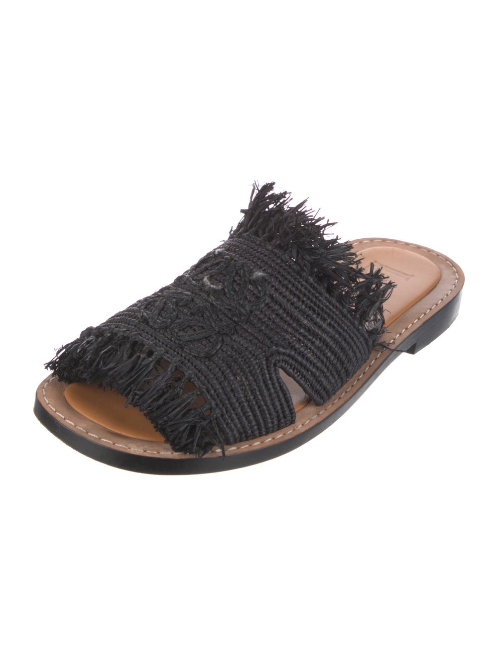 Loewe Raffia Slides Black - Gem