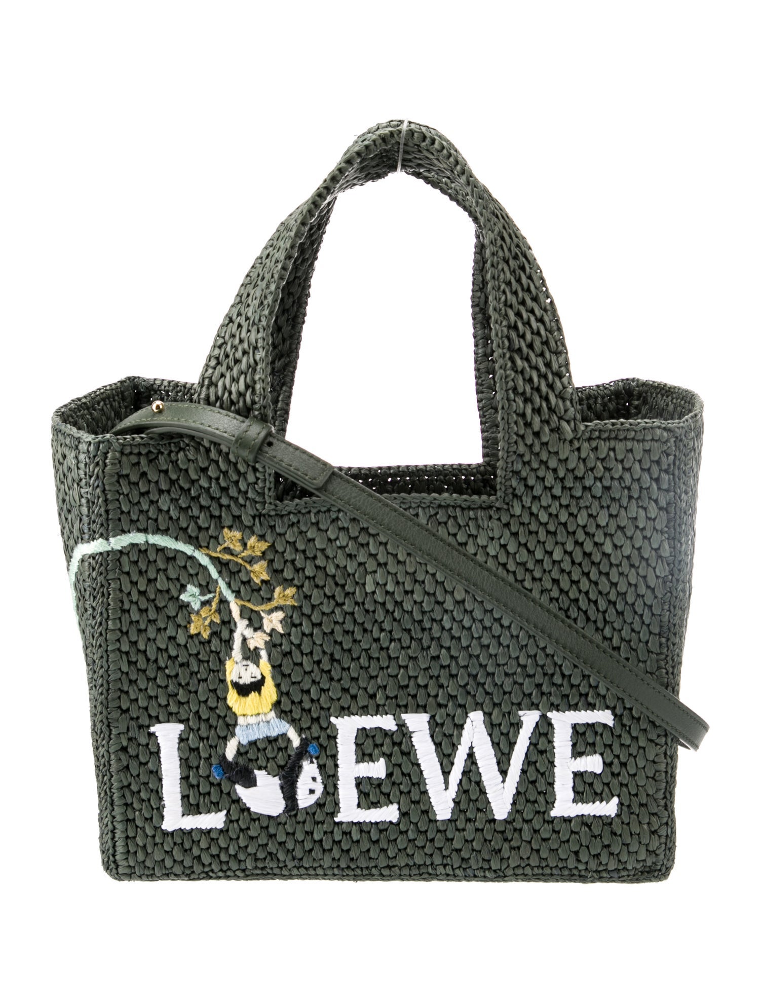 Loewe x Suna Fujita Raffia Tote Small 2023 - Green Totes, Handbags ...