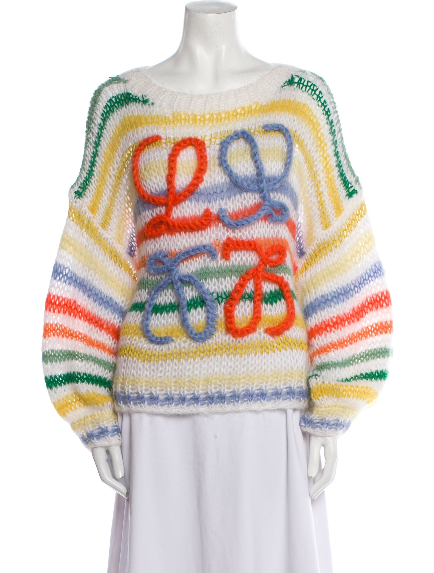 Loewe Striped Scoop Neck Sweater - Neutrals Knitwear, Clothing ...