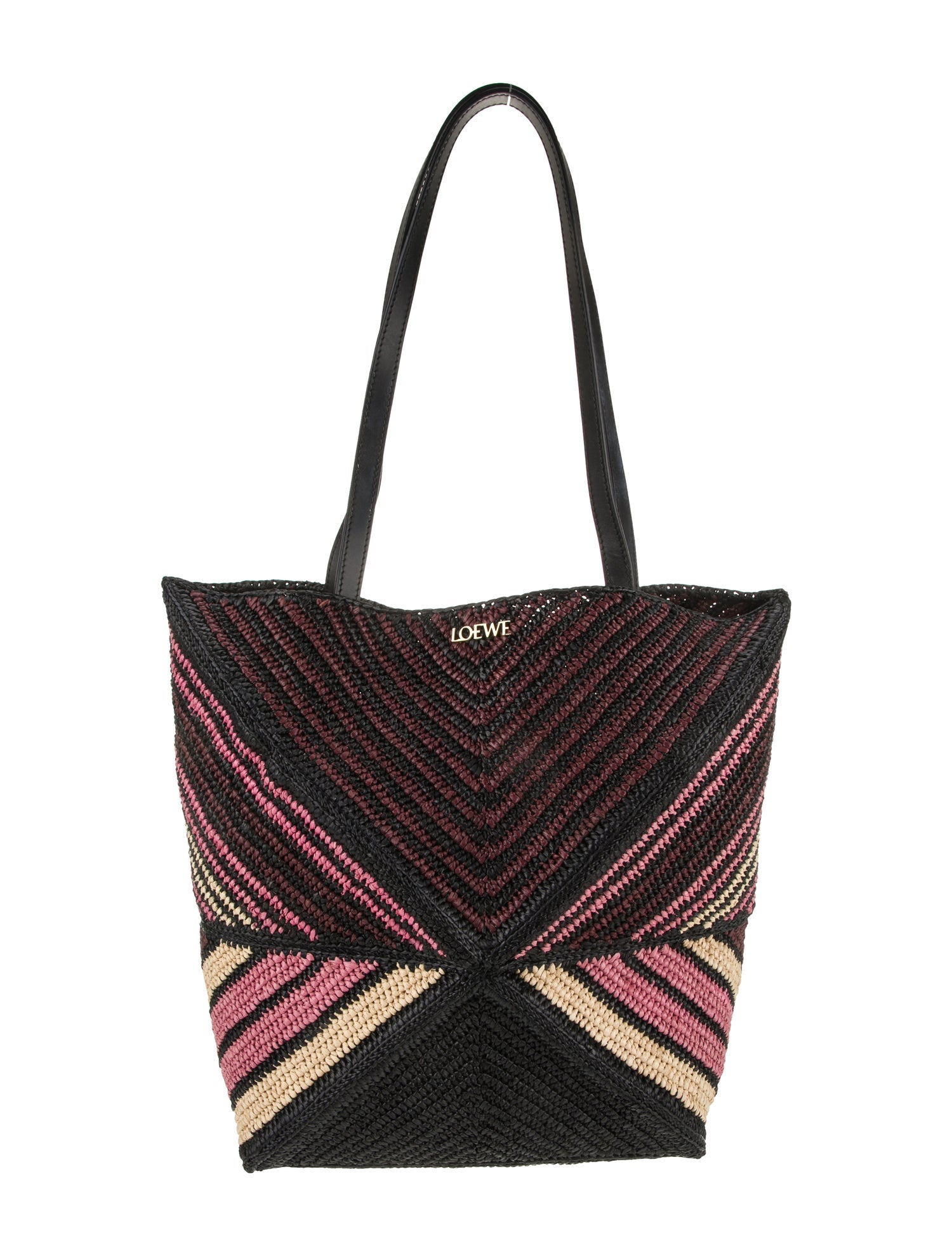 Loewe Raffia Puzzle Medium - Black Totes, Handbags - LOW76132 | The ...