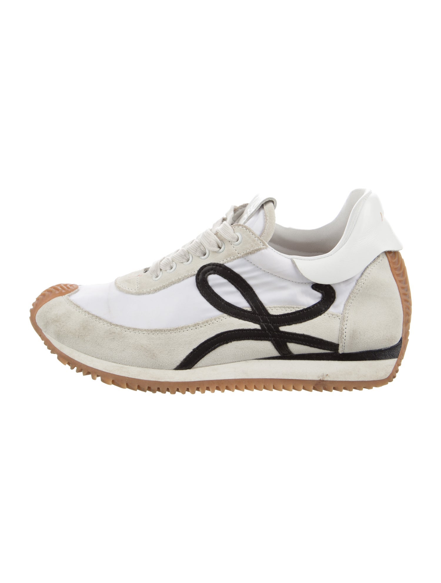 Loewe Leather Colorblock Pattern Athletic Sneakers - Grey Sneakers ...