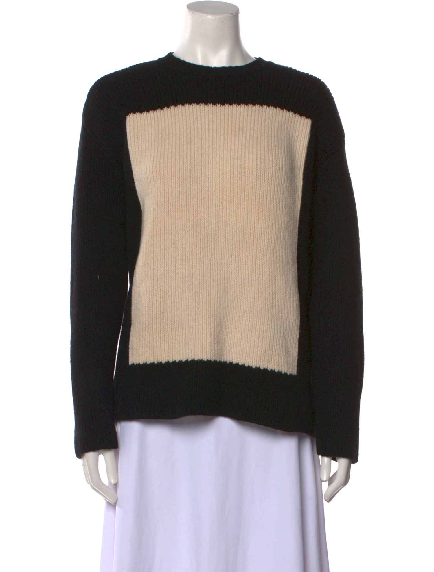 Loewe Virgin Wool Colorblock Pattern Sweater - Black Knitwear, Clothing ...