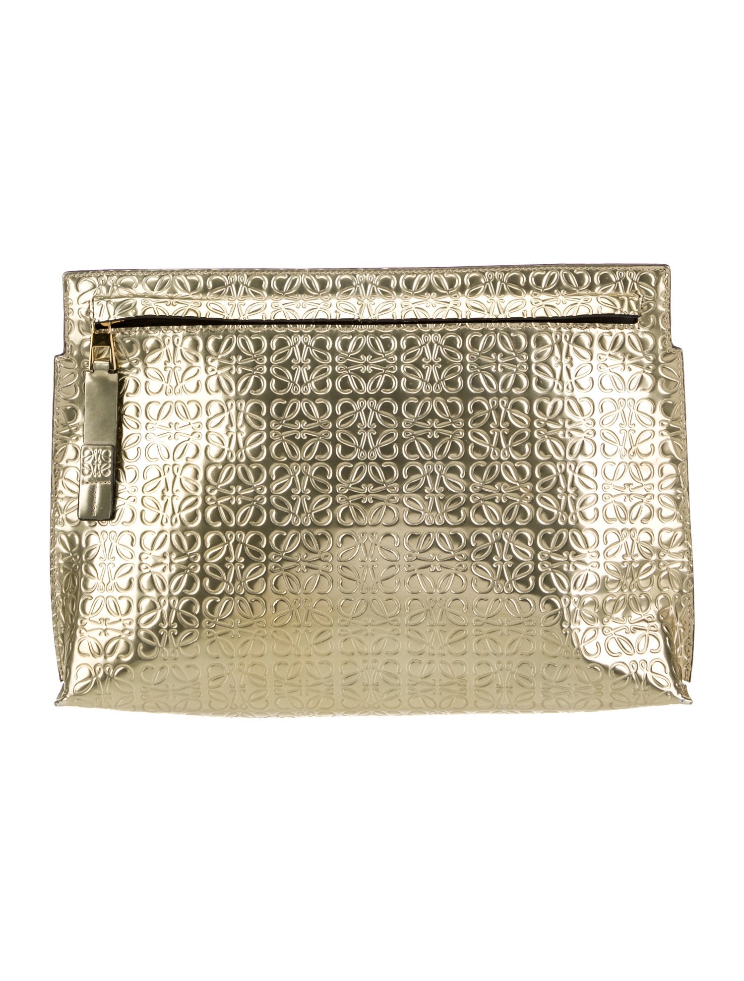 Stuart Weitzman Leather Clutch - Gold Clutches, Handbags - WSU344305 ...