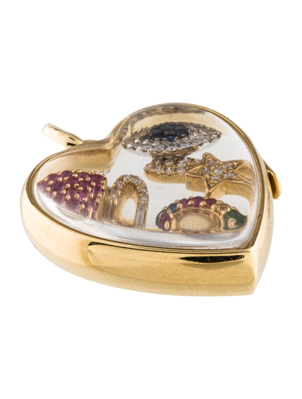 Loquet London 9K Large Heart Locket & Charms - 18K Yellow Gold Pendant ...