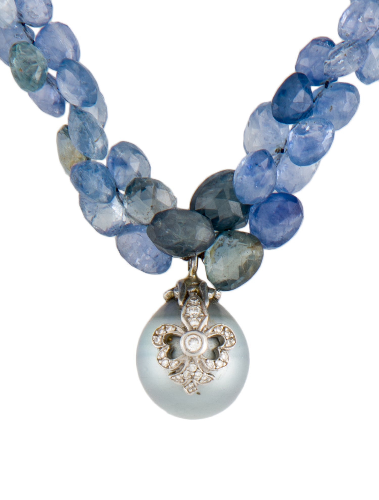 Loree Rodkin Pearl, Diamond & Sapphire Collar Necklace - Platinum Bead ...