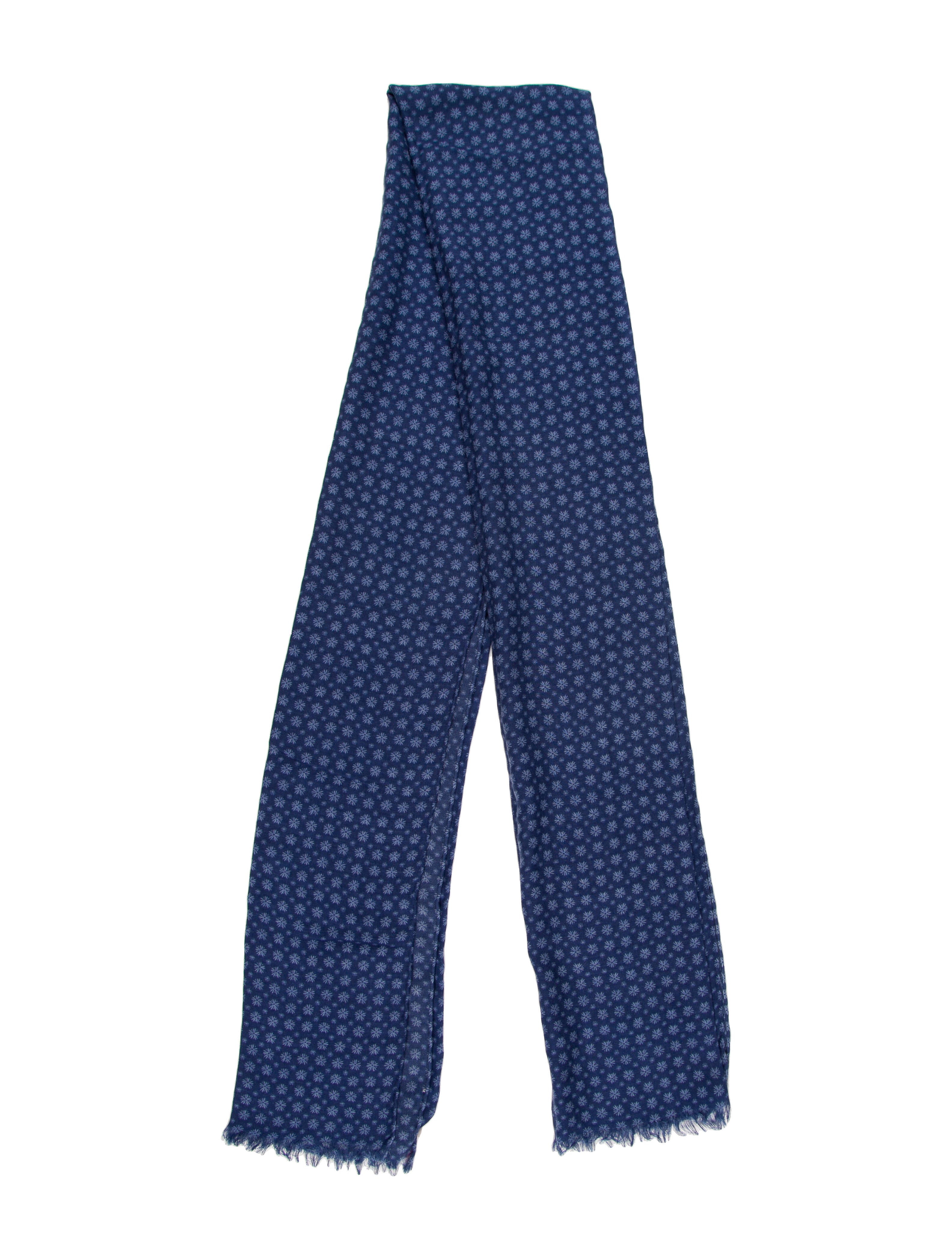 Hermès Leaves Motif Ascot Silk Scarf - Blue Scarves, Accessories ...