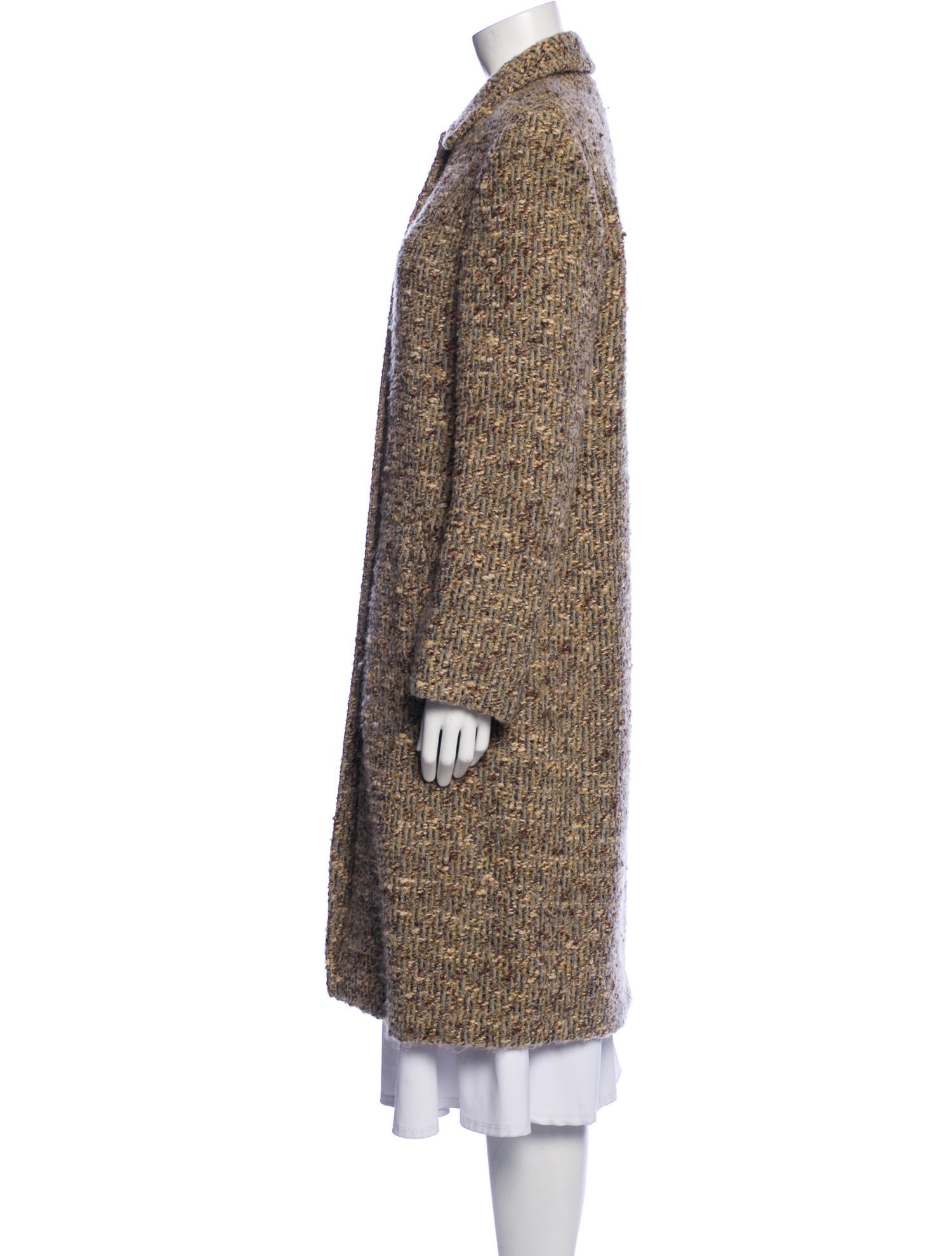 Luciano Barbera Tweed Pattern Faux Fur Coat - Brown Coats, Clothing ...