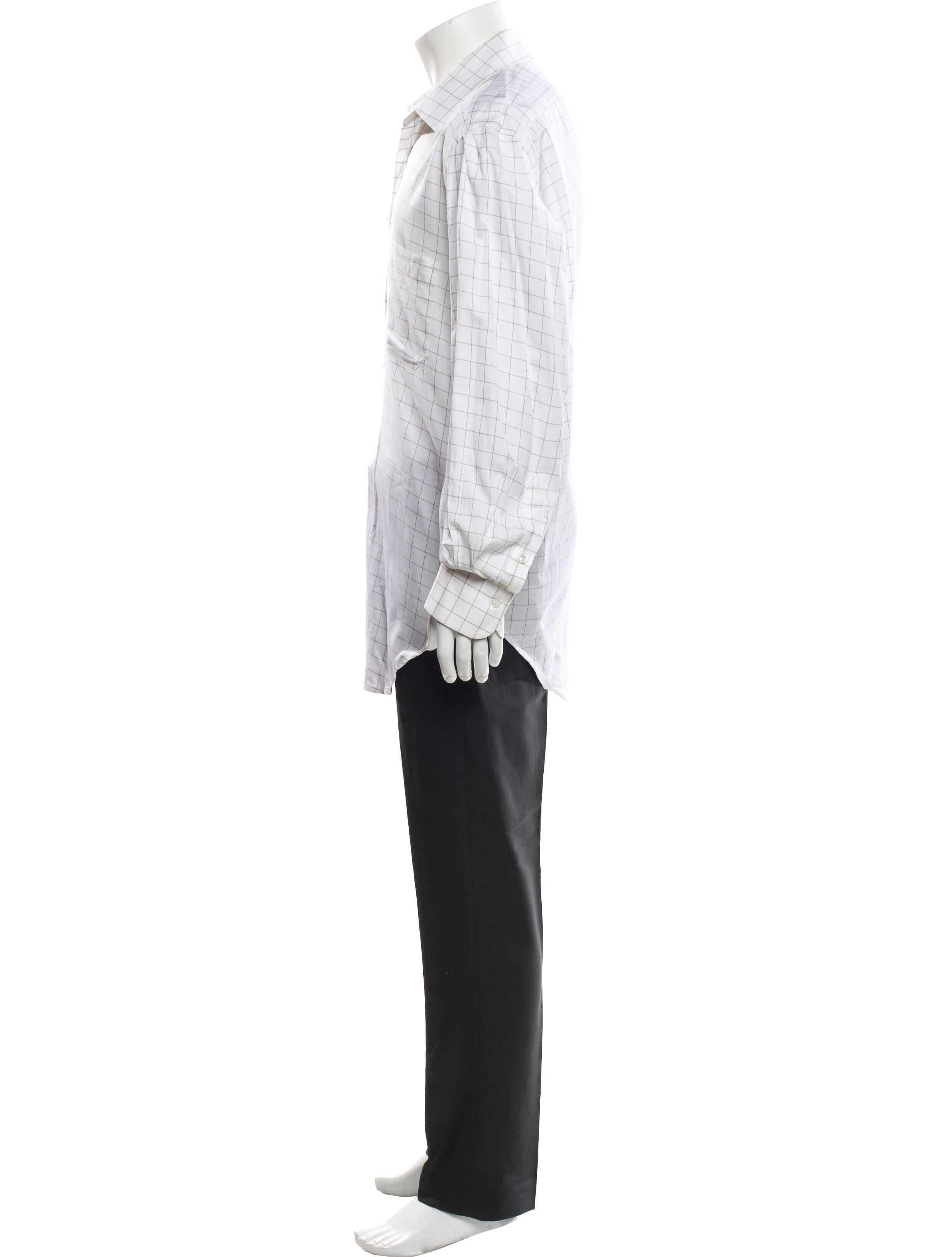 Luciano Barbera Plaid Print Long Sleeve Shirt - White Casual Shirts ...