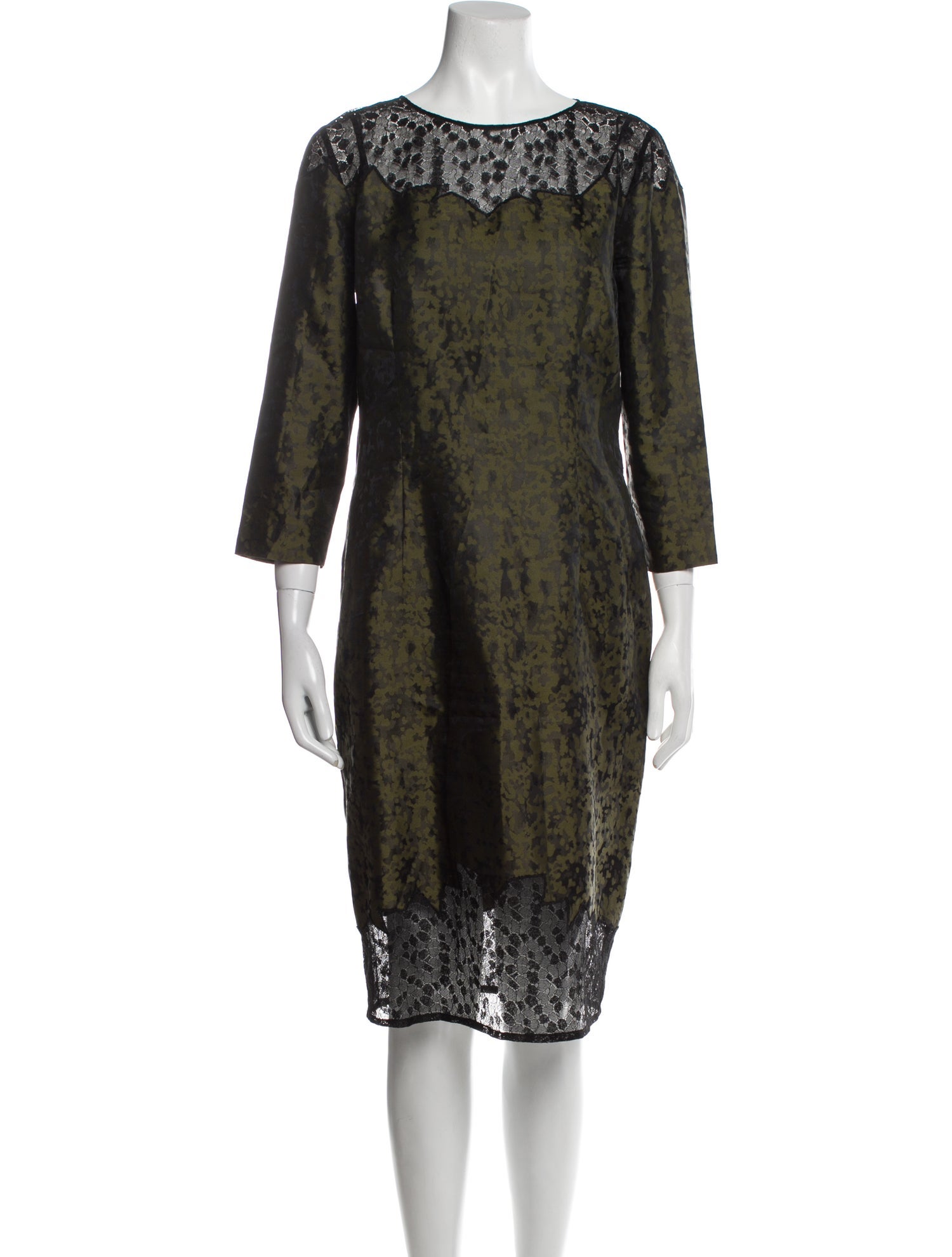 Luca Luca Silk Midi Length Dress - Green Dresses, Clothing - LUC22874 ...