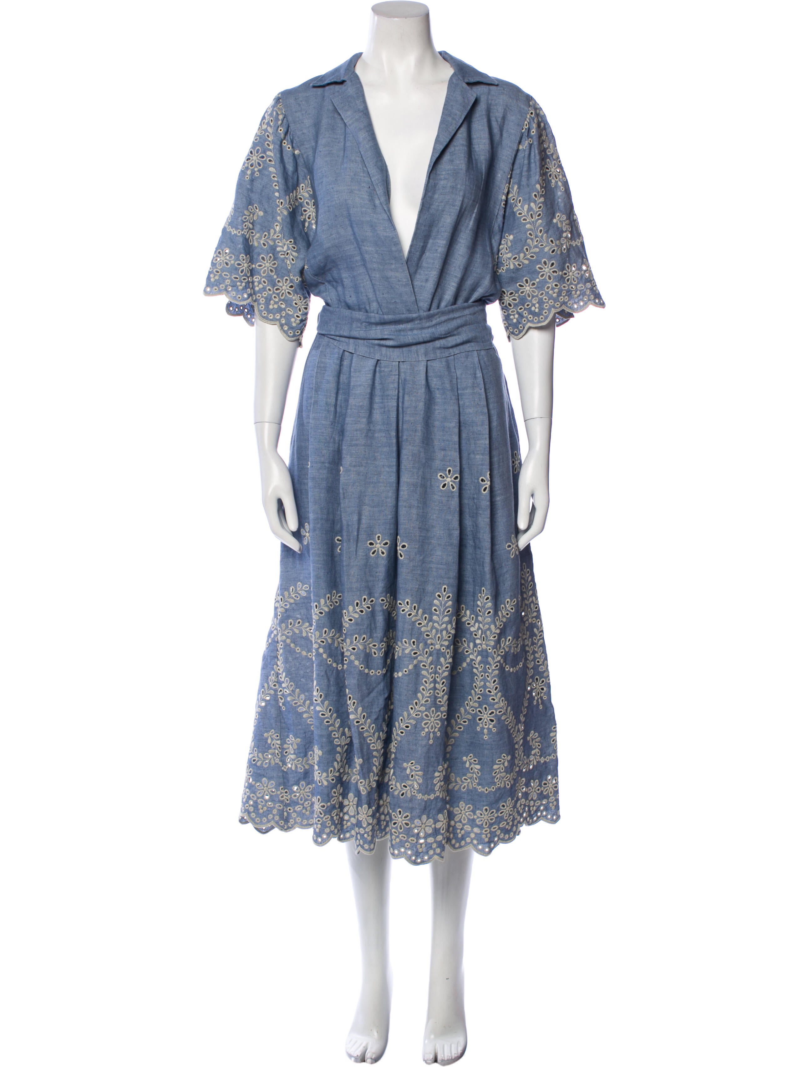 Luisa Beccaria Linen Long Dress - Blue Dresses, Clothing - LUI21051 ...