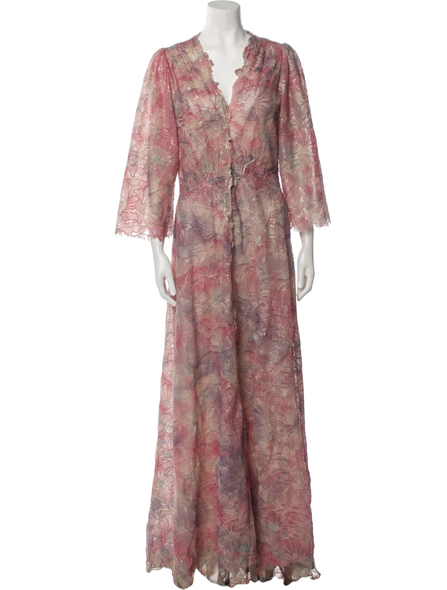 Luisa Beccaria Floral Print Long Dress - Pink Dresses, Clothing ...