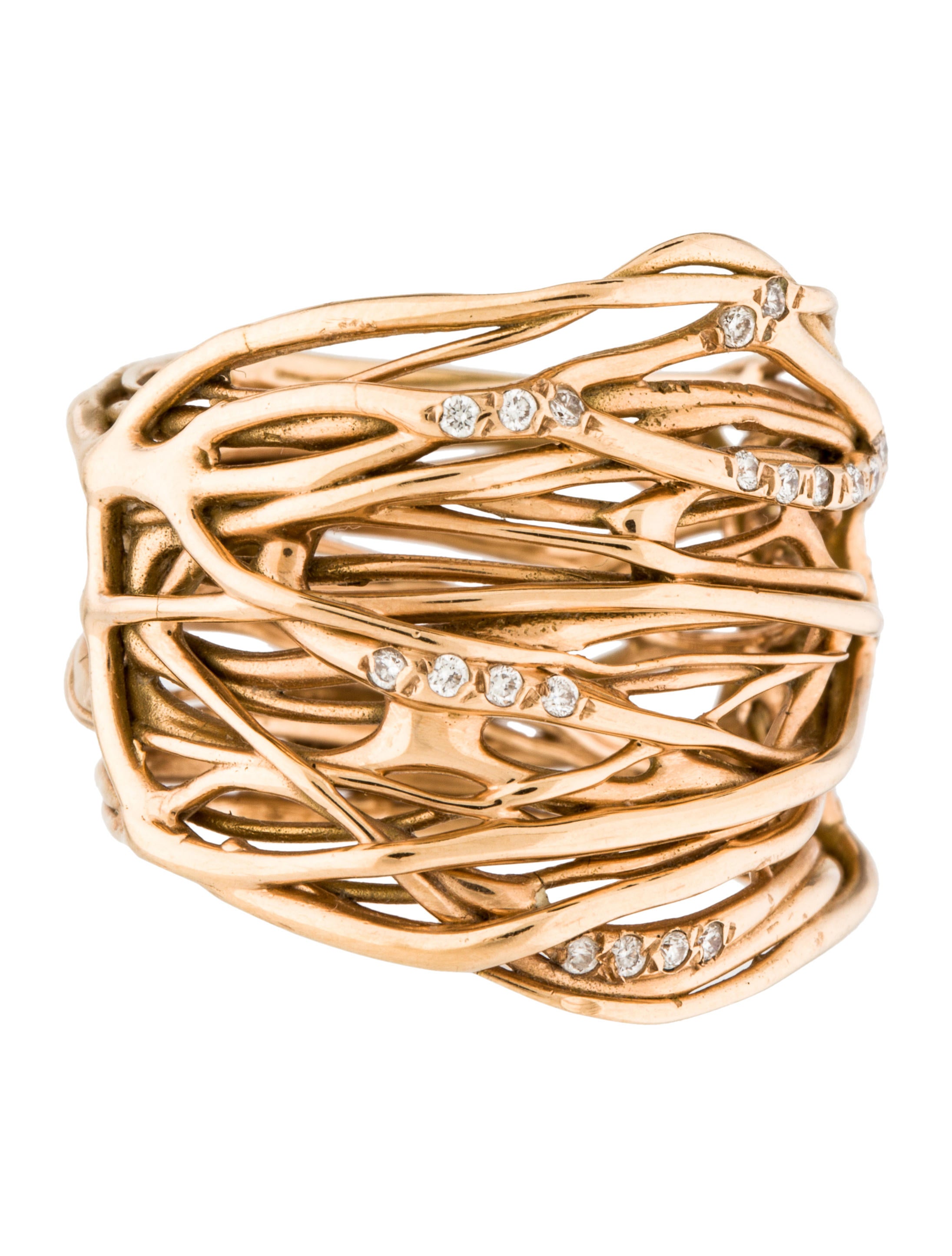 Lucifer Vir Honestus 18K Diamond Millefili Light Ring - 18K Yellow Gold ...