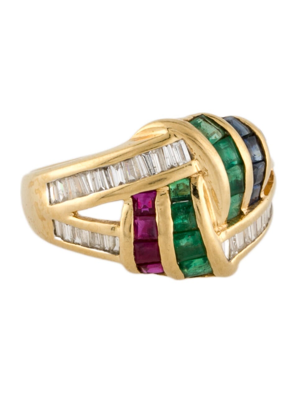 Le Vian 18K Ruby, Sapphire, Emerald & Diamond Knot Tapered Band Ring ...