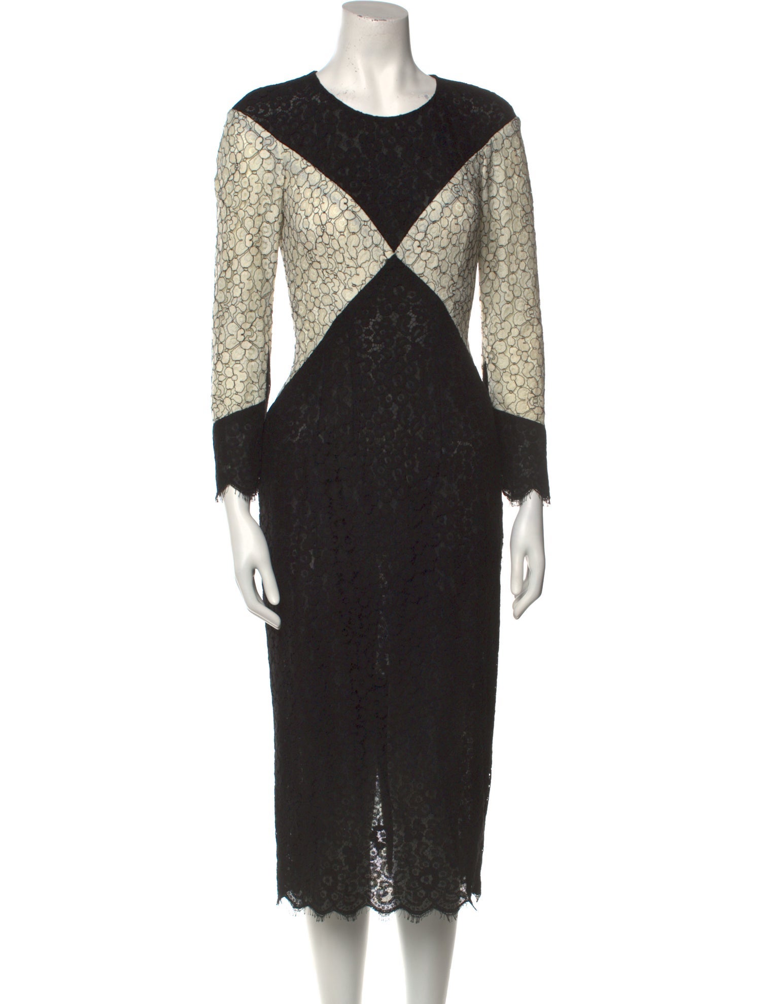 L'Wren Scott Lace Pattern Midi Length Dress - Black Dresses, Clothing ...