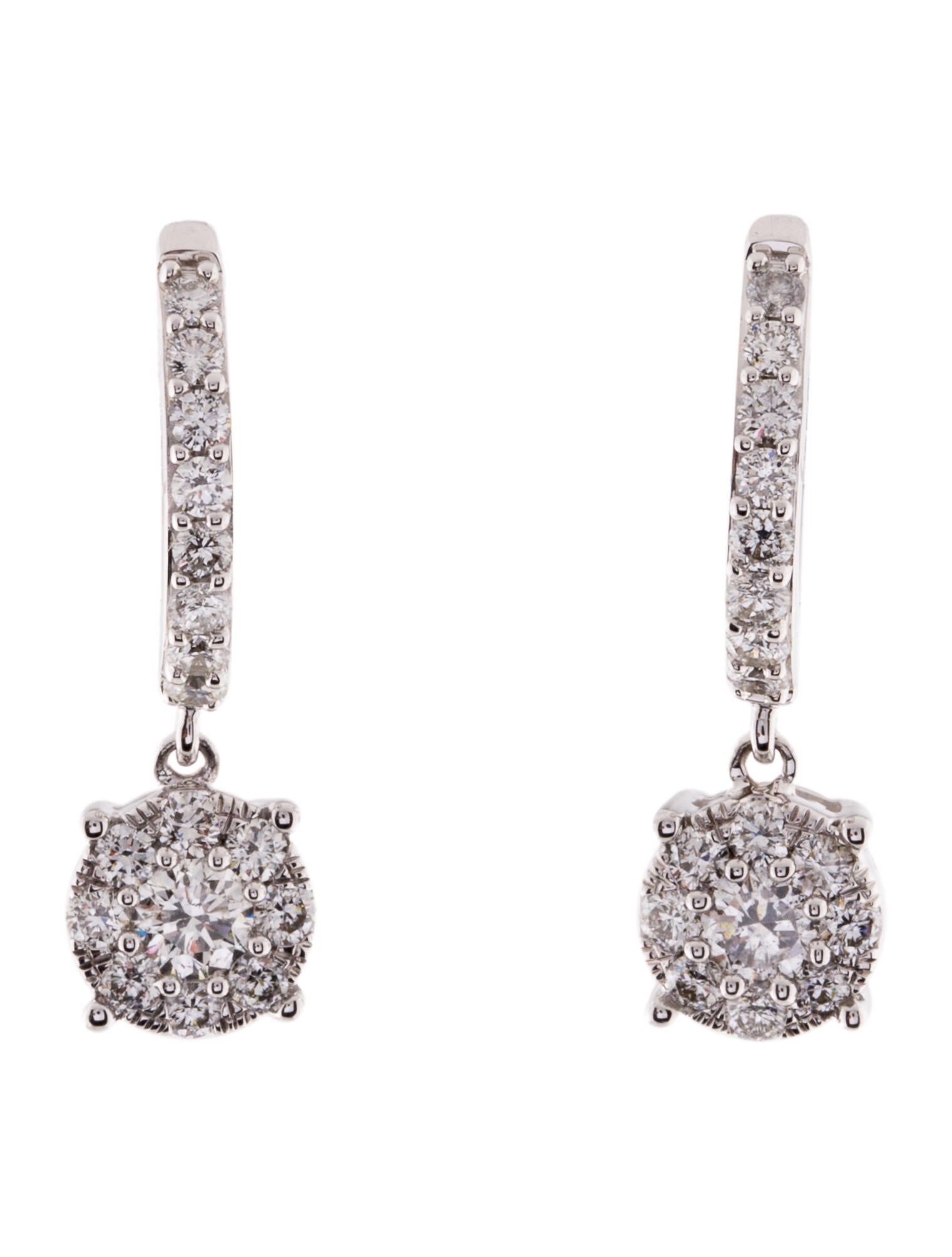 Earrings 14K Sapphire & Diamond Drop Earrings - 14K White Gold Drop ...