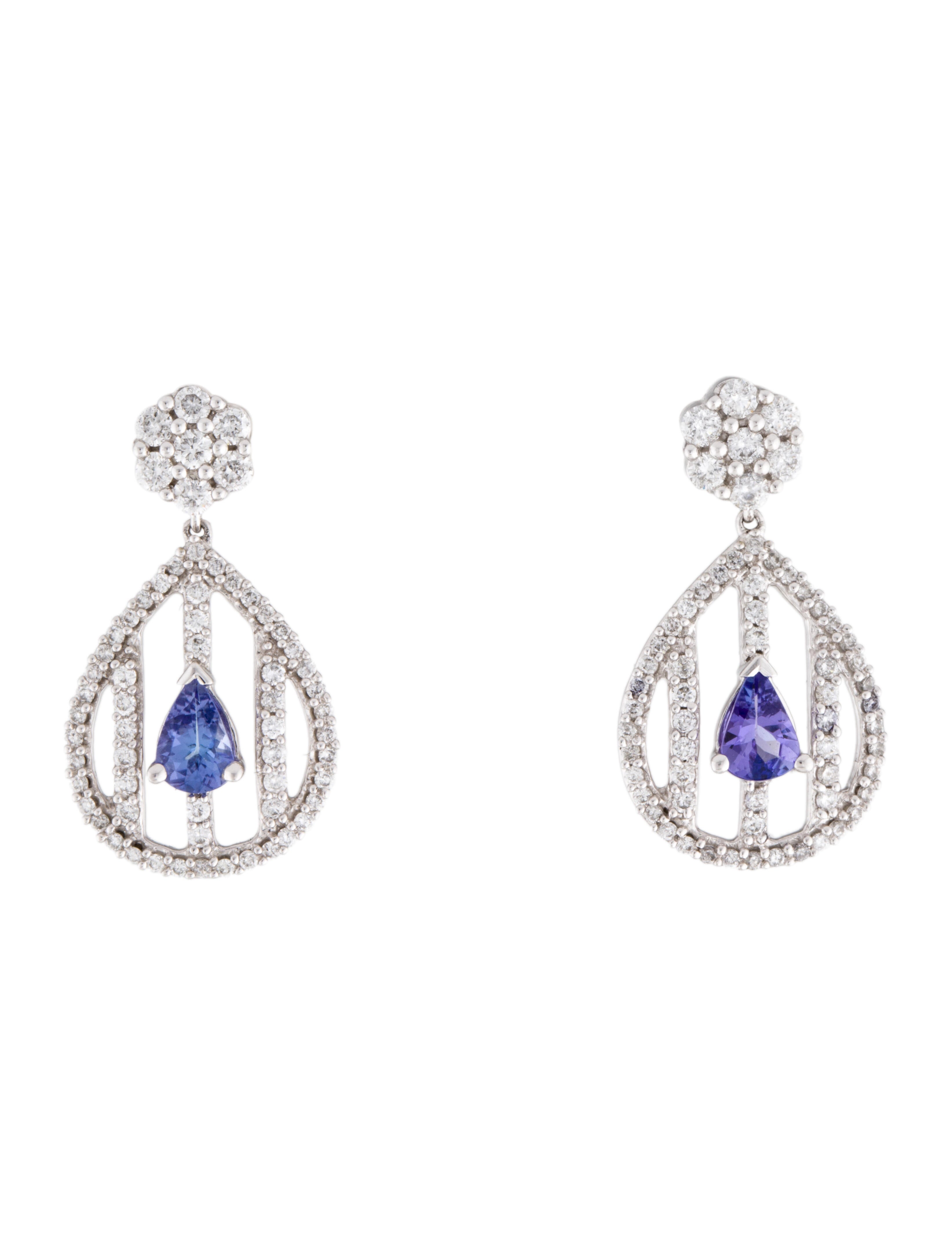 Earrings Nancy Davis 18K Diamond Drop Earrings - Rhodium-Plated 18K ...
