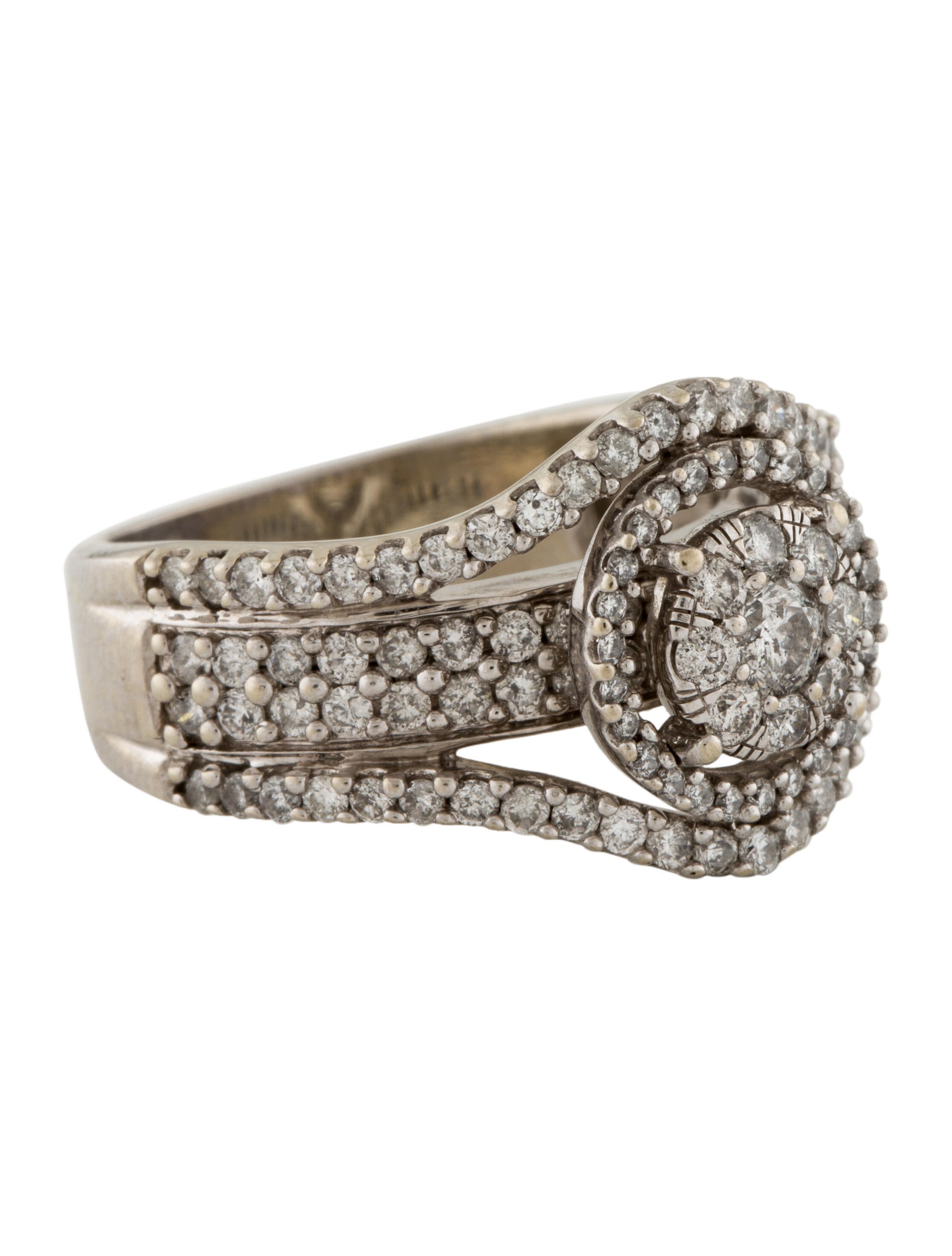 Ring 12K Diamond Crossover Ring - 12K White Gold Cocktail Ring, Rings ...